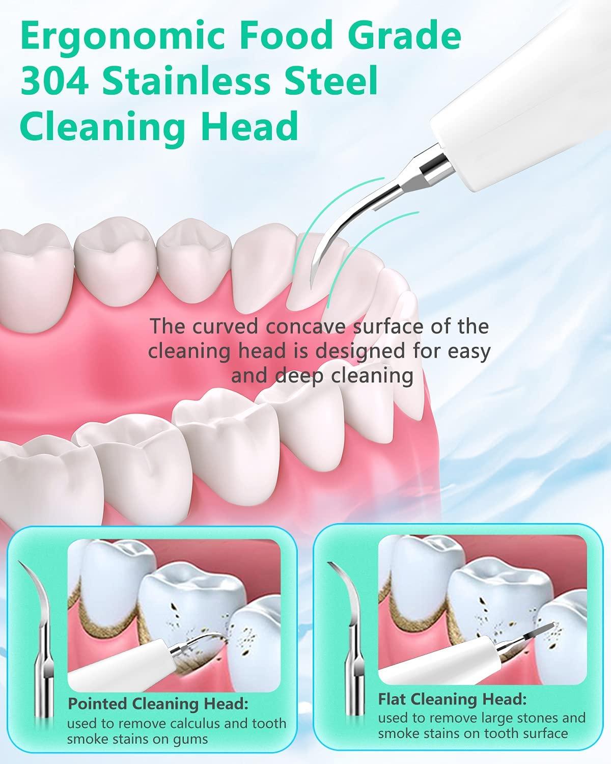 Ultrasonic Tooth Cleaner - Plaque Remover with LED and 3 Modes - Safe ...