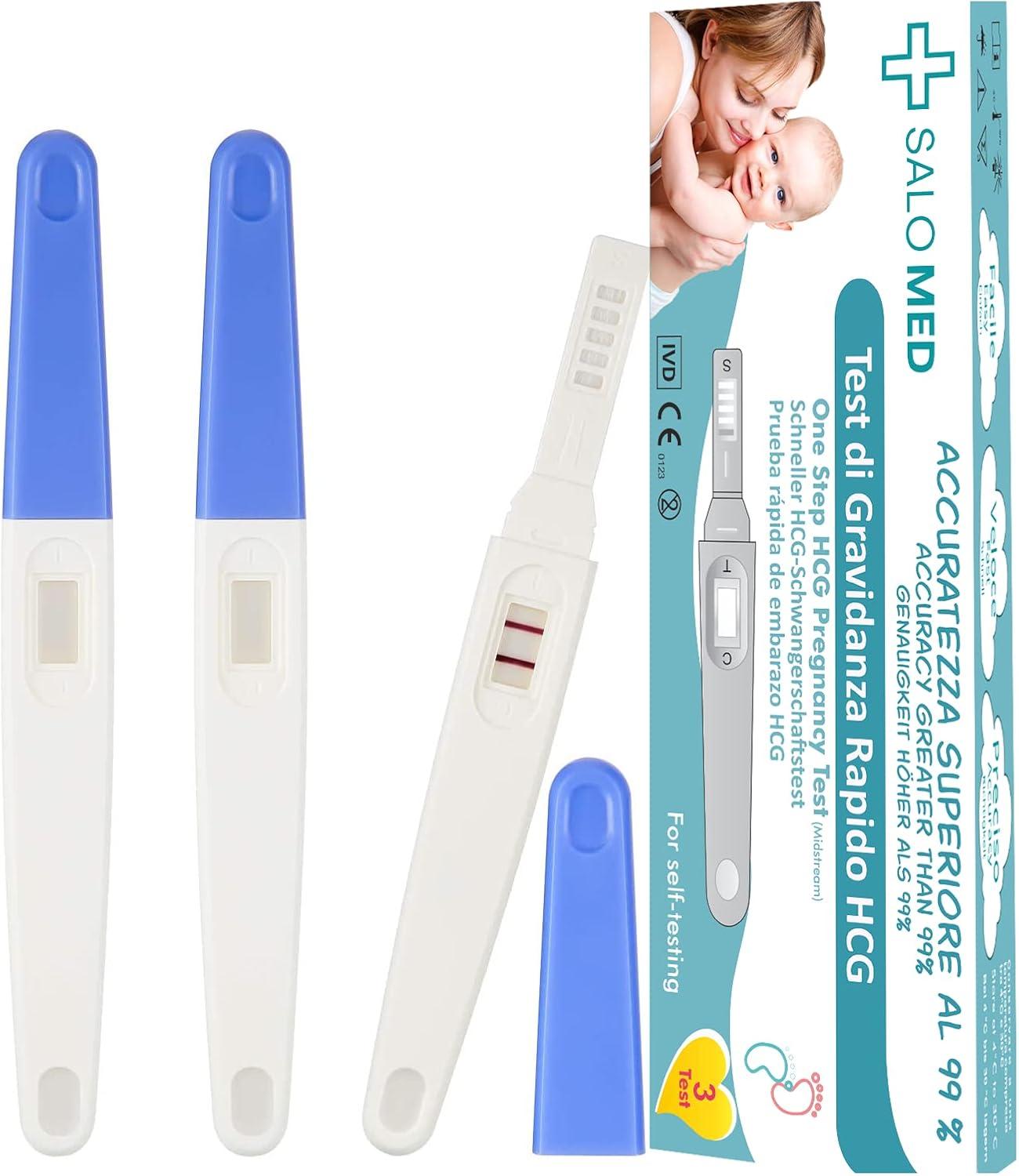 SALO MED HCG Pregnancy Test - 3 Ultra-Sensitive Tests - 99% Accuracy ...