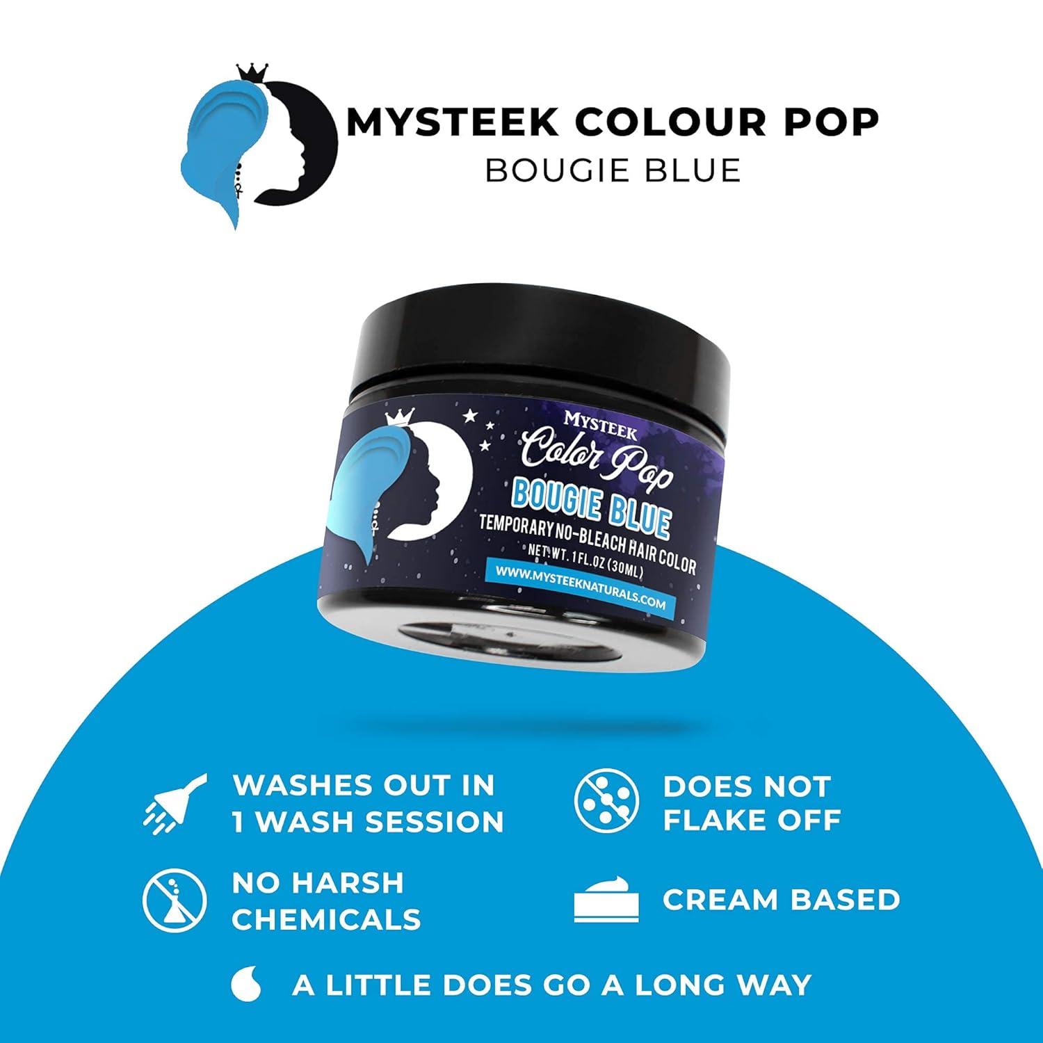 Mysteek Color Pop Temporary Hair Color - Bougie Blue for Dark & Light ...