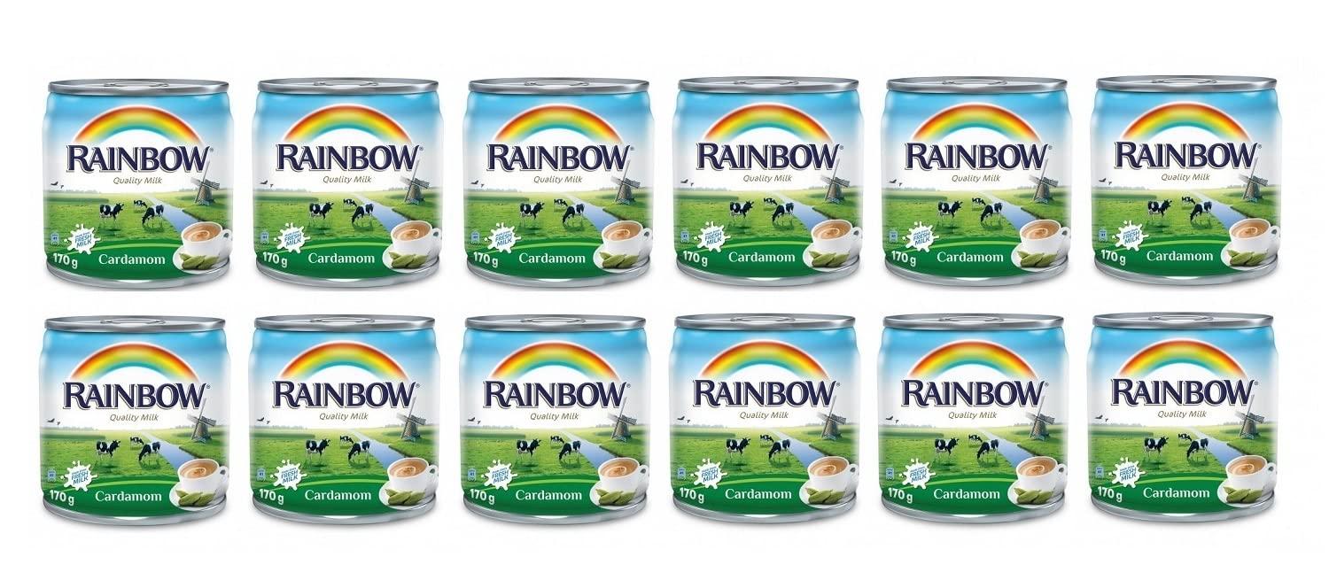 Rainbow Evaporated Milk with Cardamom 6oz 170gm x 12 Cans - Full Cream ...