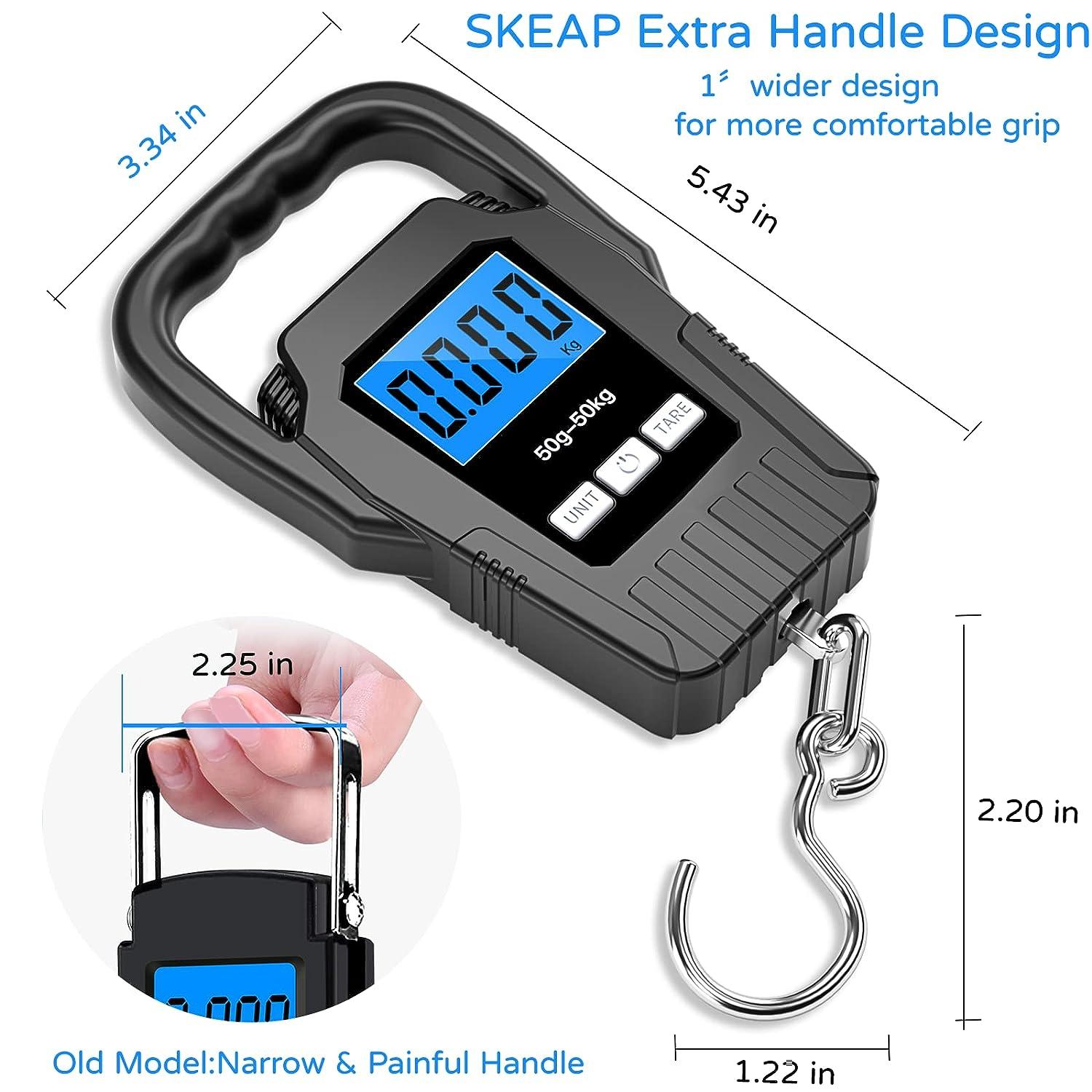 SKEAP Digital Fish Scale 110lb/50kg - Large Handle & Backlit LCD ...