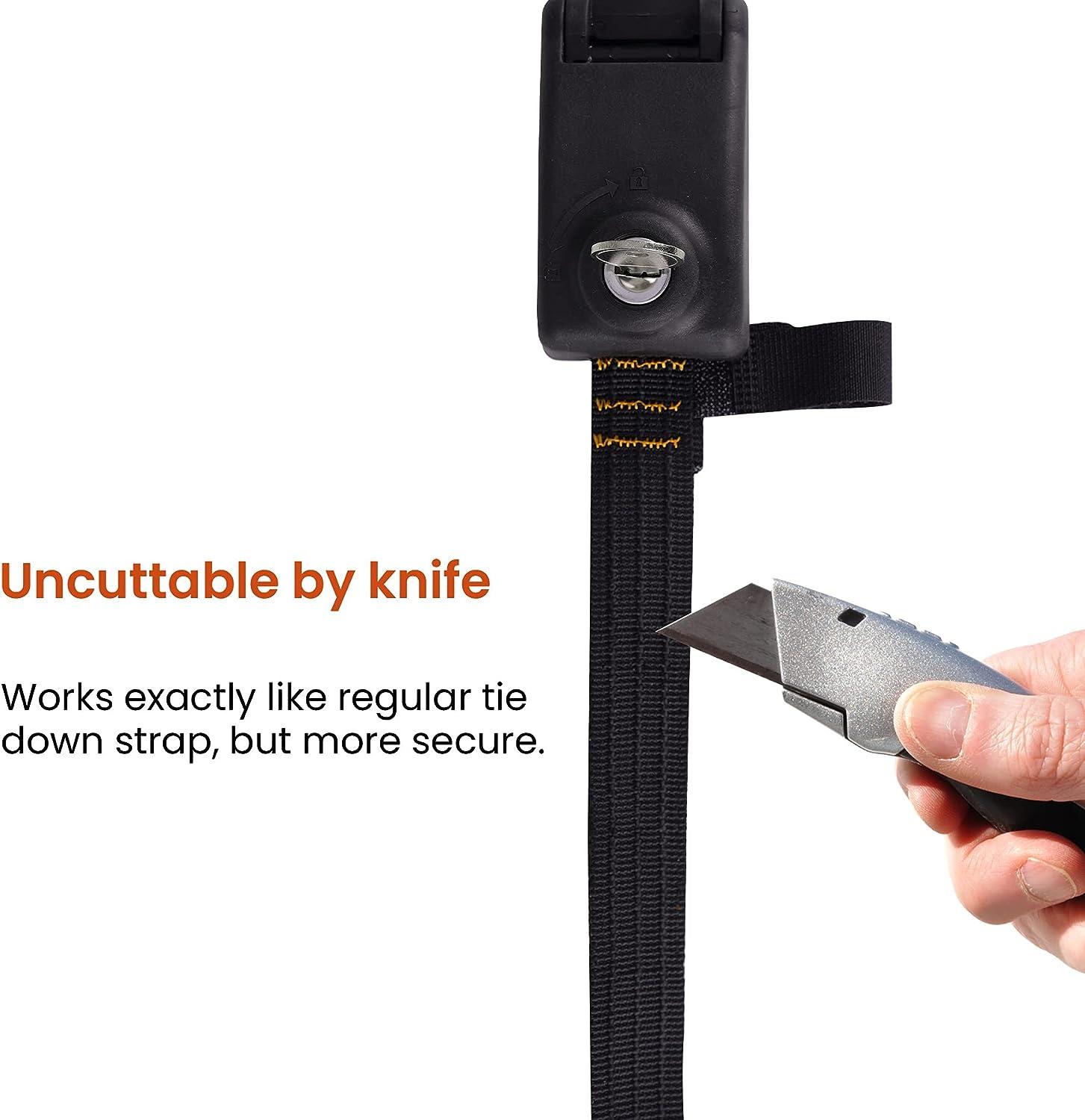 10 FT Lockable Tie Down Straps 2 Pack with Stainless Steel Cables for ...