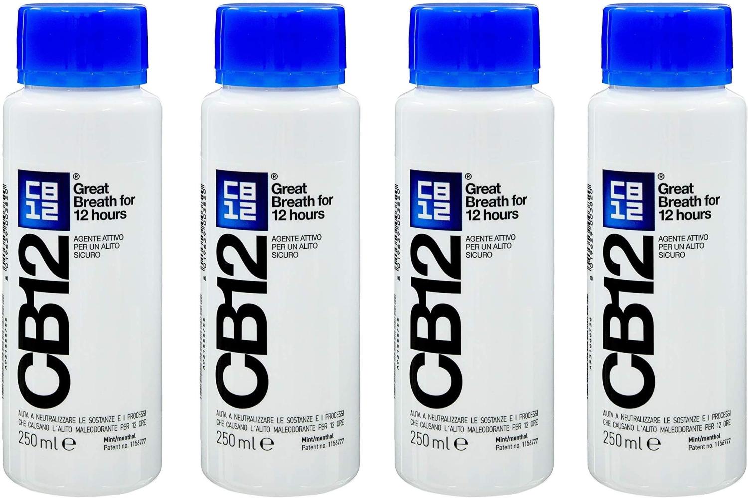 Buy CB12 Mouthwash 250ml Pack of 4 - Mint/Menthol for Fresh Breath ...