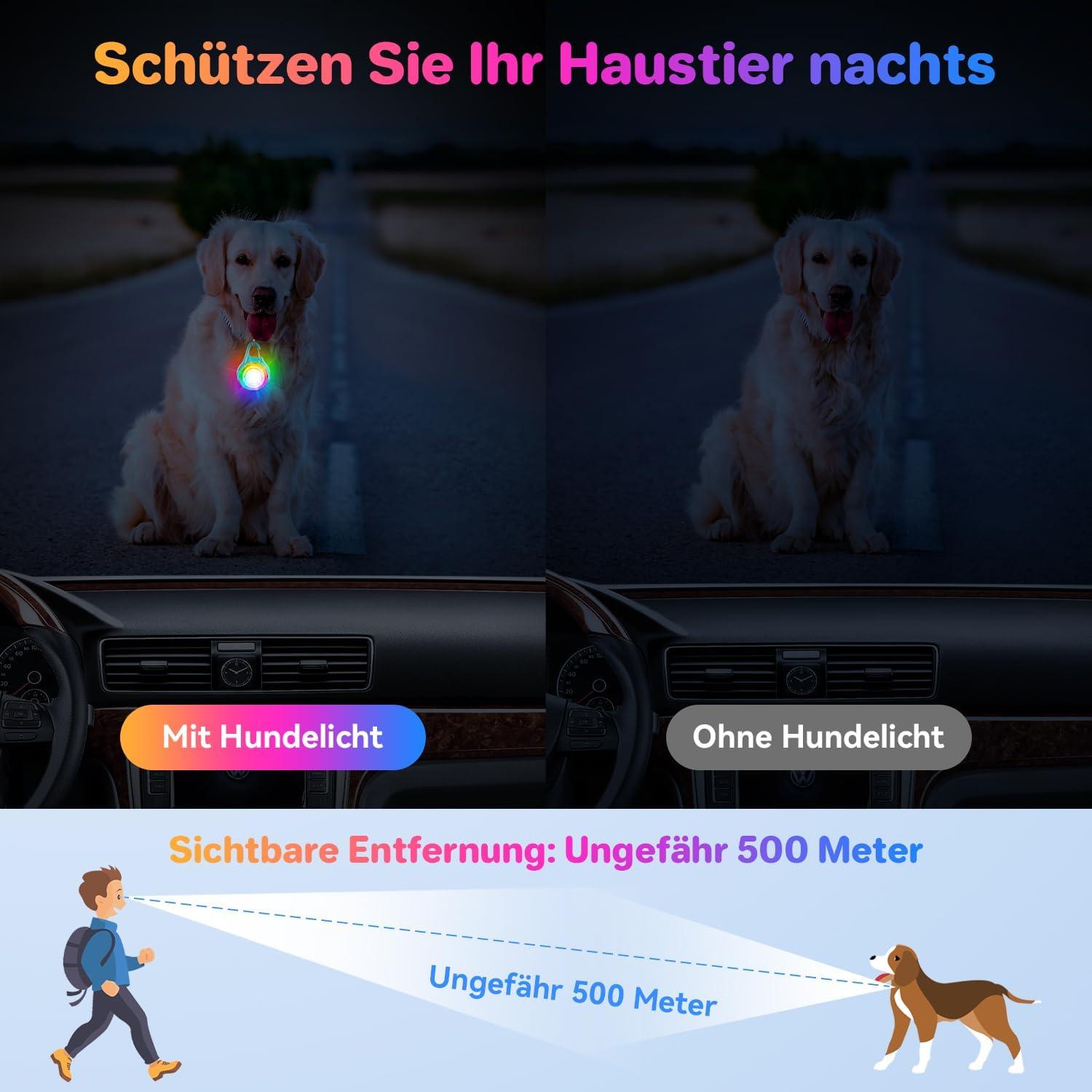 Dokkita Rechargeable LED Dog Light - RGB Color-Changing & 4 Flashing ...