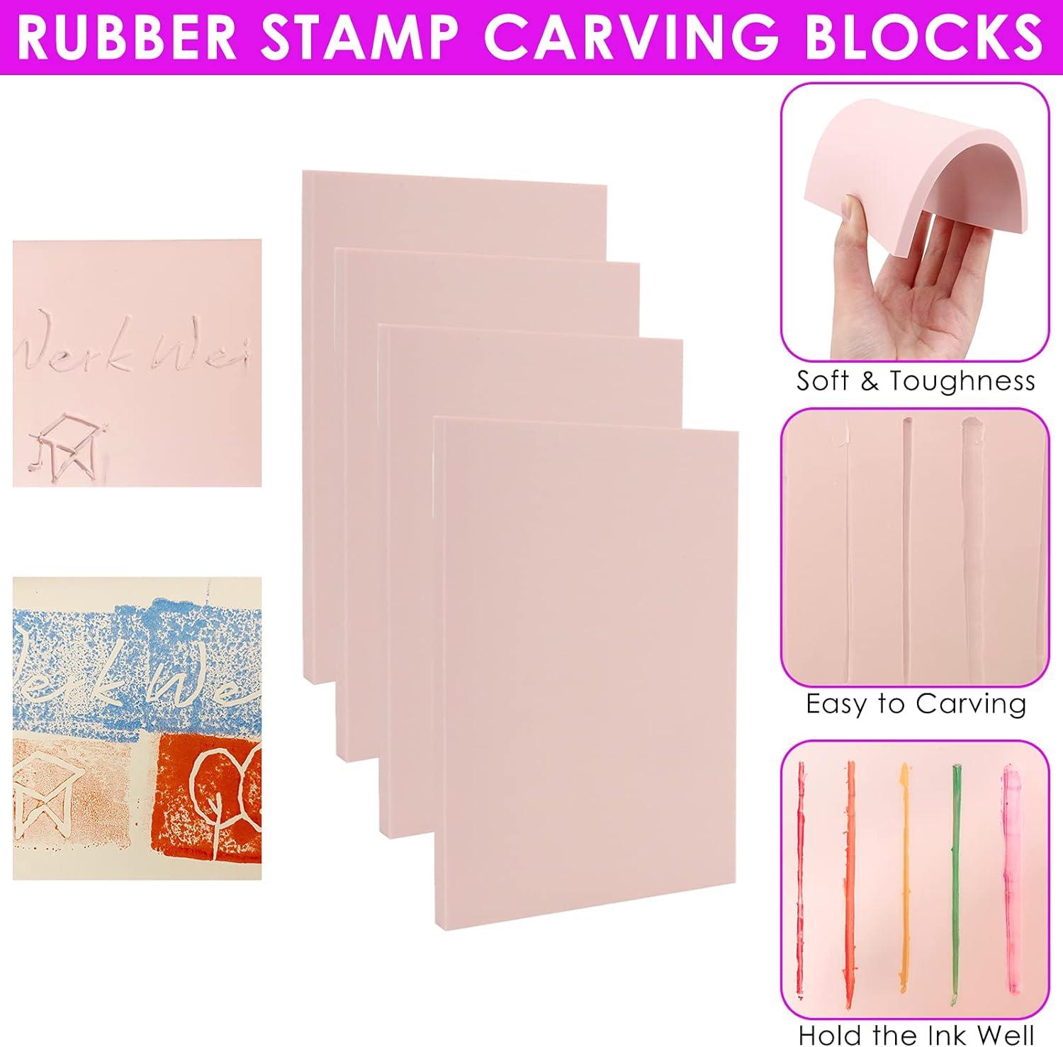 WerkWeit 12PCS Rubber Carving Blocks Linoleum Block with Cutter Tools ...