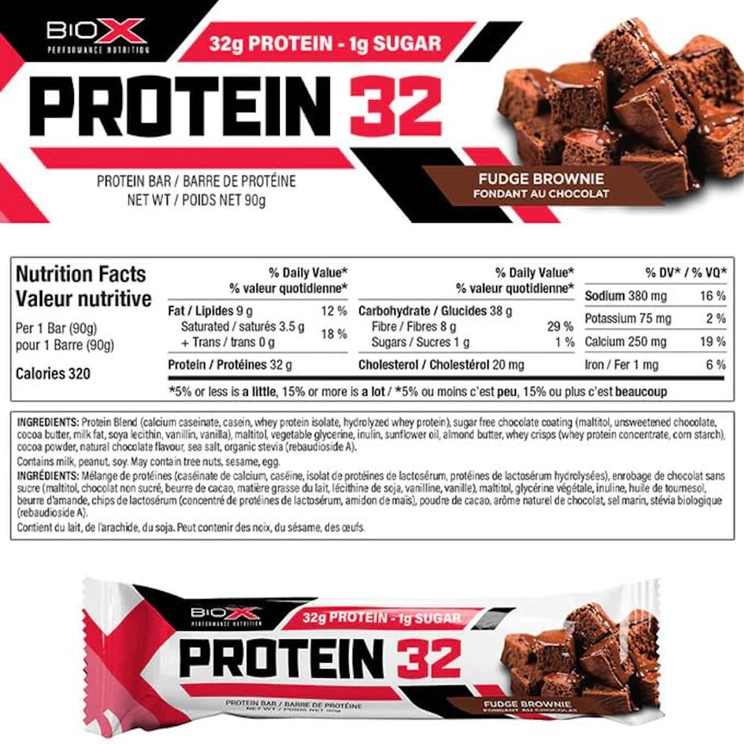Buy BioX Protein 32 Bar - Delicious High Protein Low Sugar Bar (Fudge ...