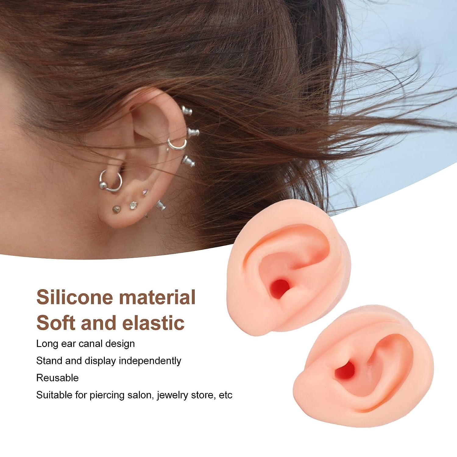 Silicone Ear Model for Jewelry Display & Practice Piercings - Left and Right Soft Flexible Fake ...