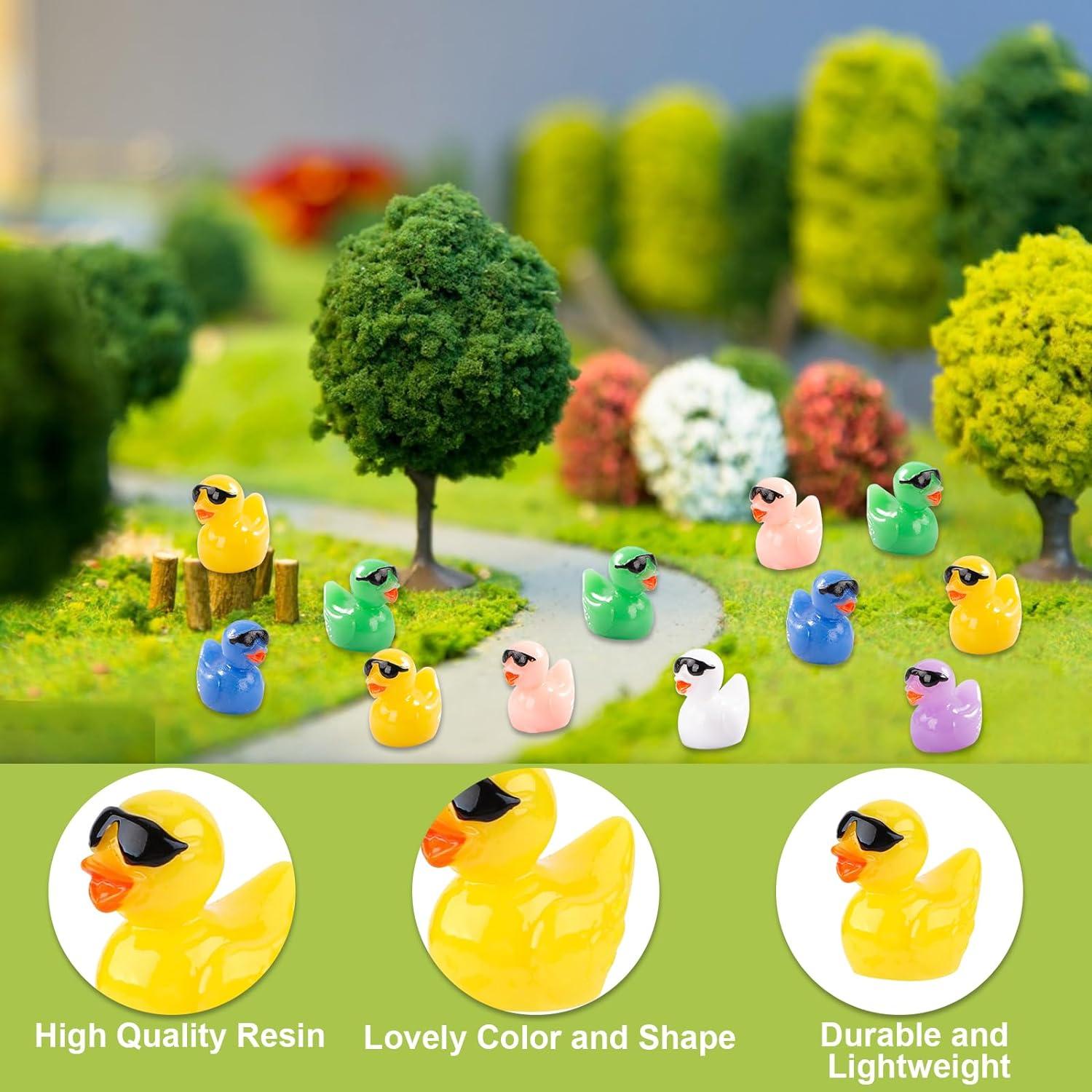 100Pcs Tiny Ducks with Sunglasses - Mini Resin Rubber Ducks for ...