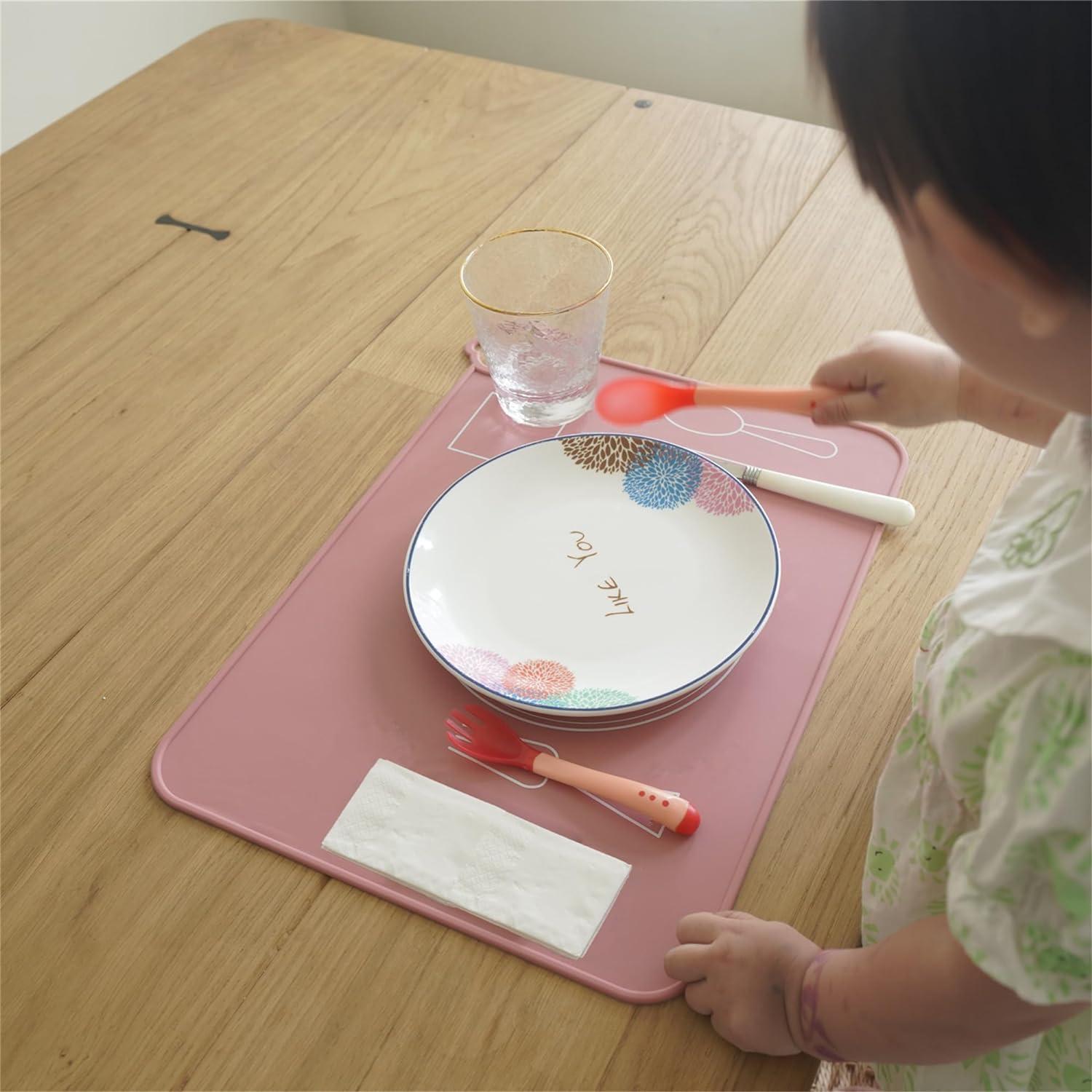 Silicone Placemats for Kids - Set of 2 Montessori Toddler Dining Mats ...