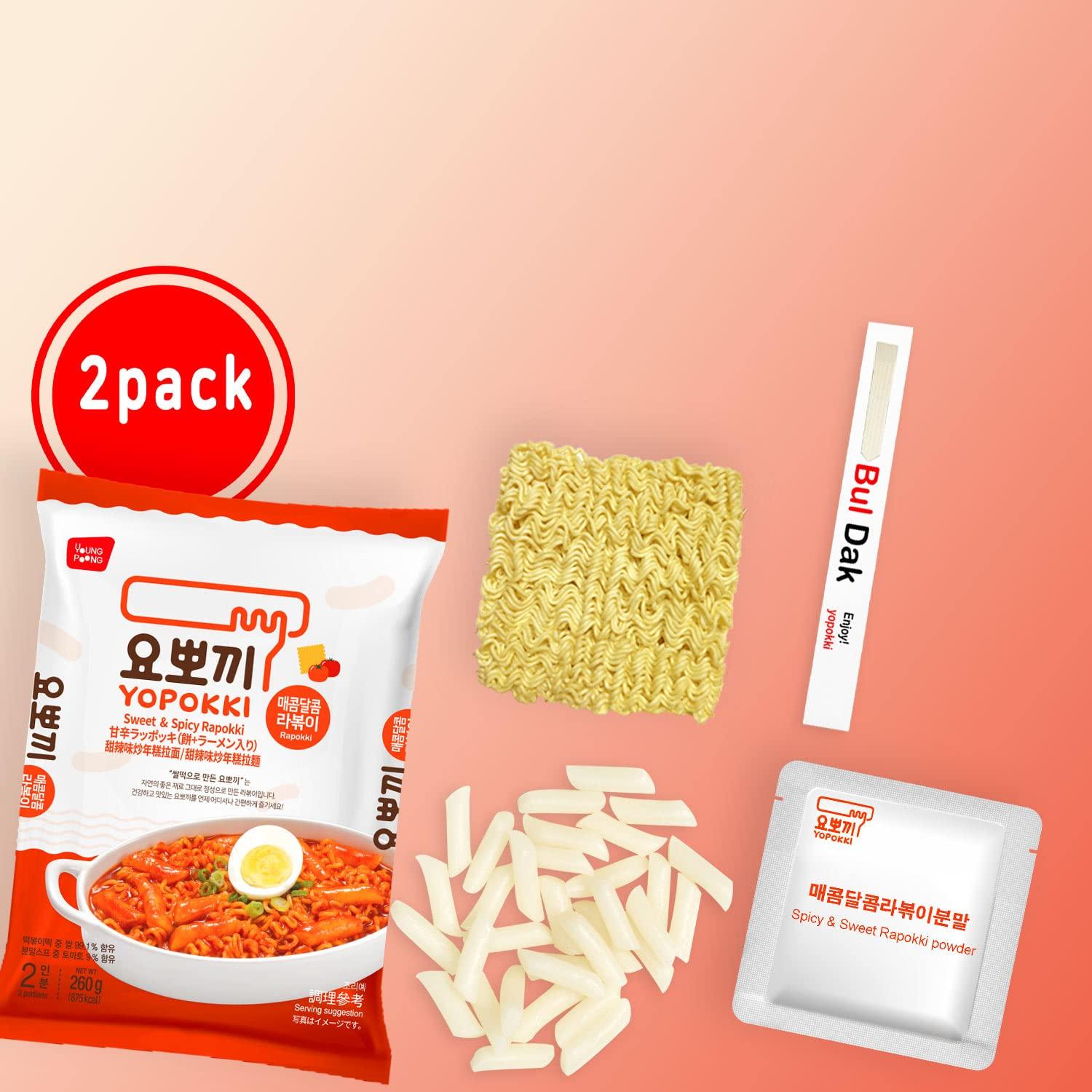 Yopokki Sweet & Mild Spicy Rabokki Pack - Korean Snack with Ramen ...