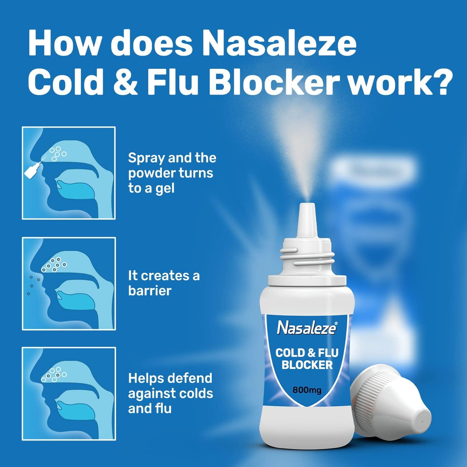 Nasaleze Cold & Flu Blocker - Peppermint Flavour Powder Nasal Spray ...