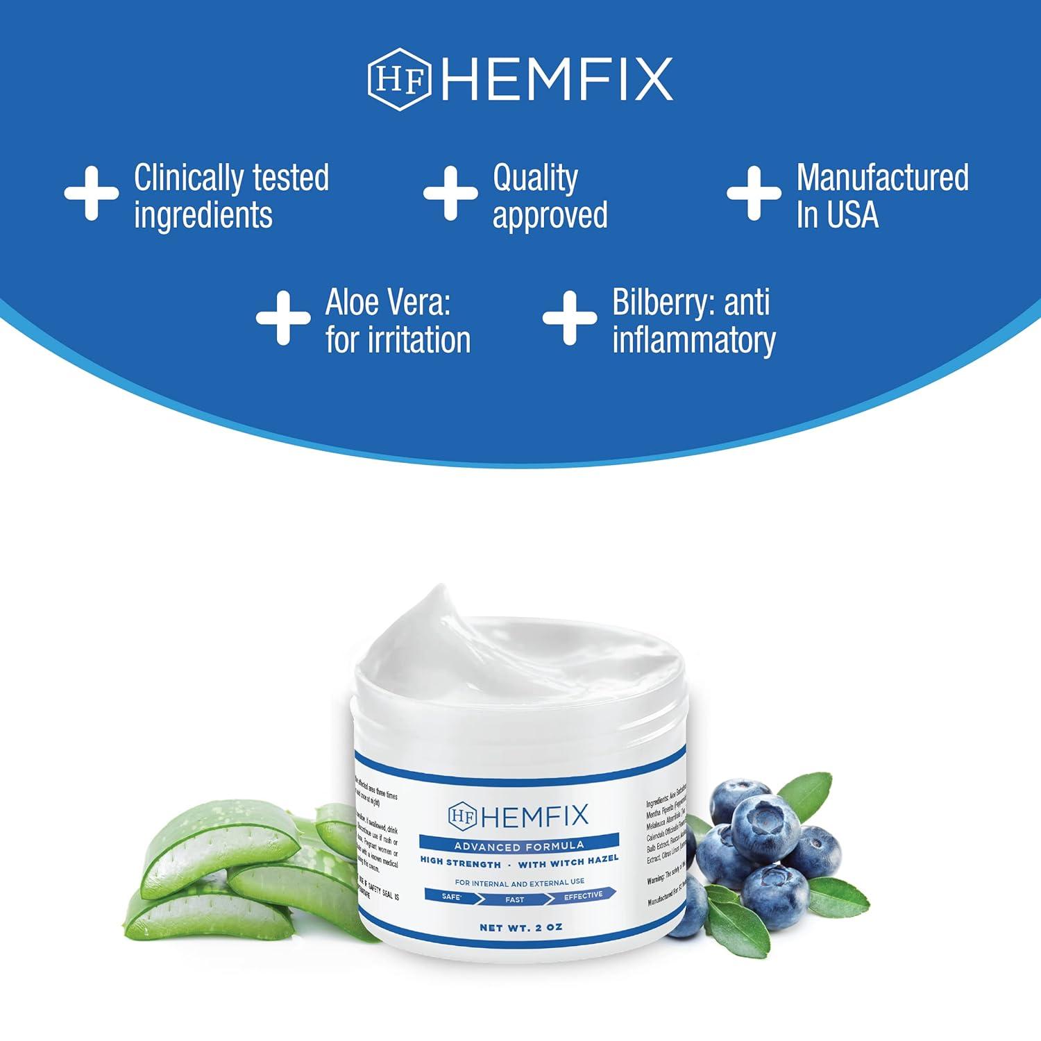 Hemfix Cream - USA Made Maximum Strength Fast Pain Relief for Damaged ...