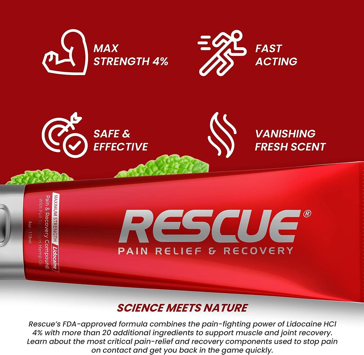 Rescue Pain Relief Cream with Lidocaine, MSM, Arnica - 4 oz | Neck ...