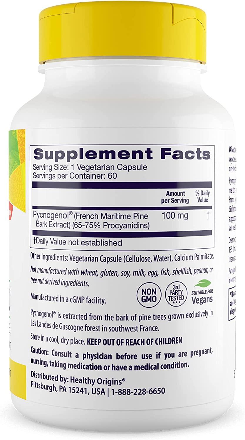 Healthy Origins Pycnogenol 100 mg - Nature's Super Antioxidant - 60 ...