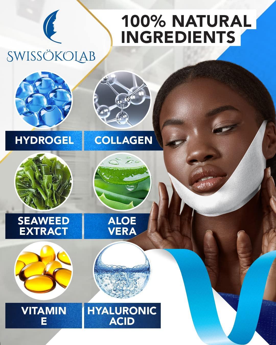 SWISS KOLAB Double Chin Reducer V Line Lifting Mask + Under Eye Patches ...