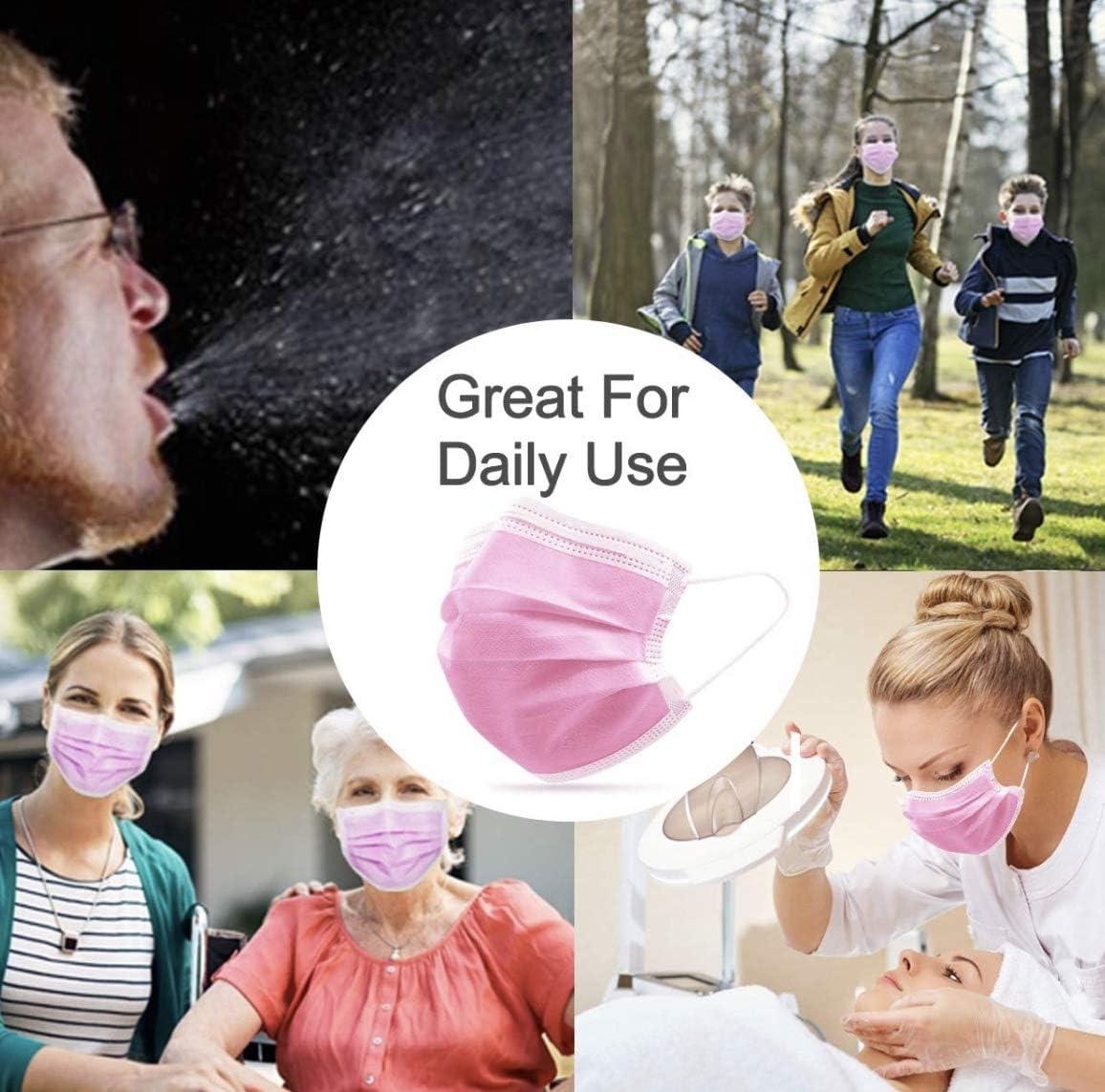 Pink Disposable Face Masks - 3 Ply Protection | 10 Pack | Ideal for ...