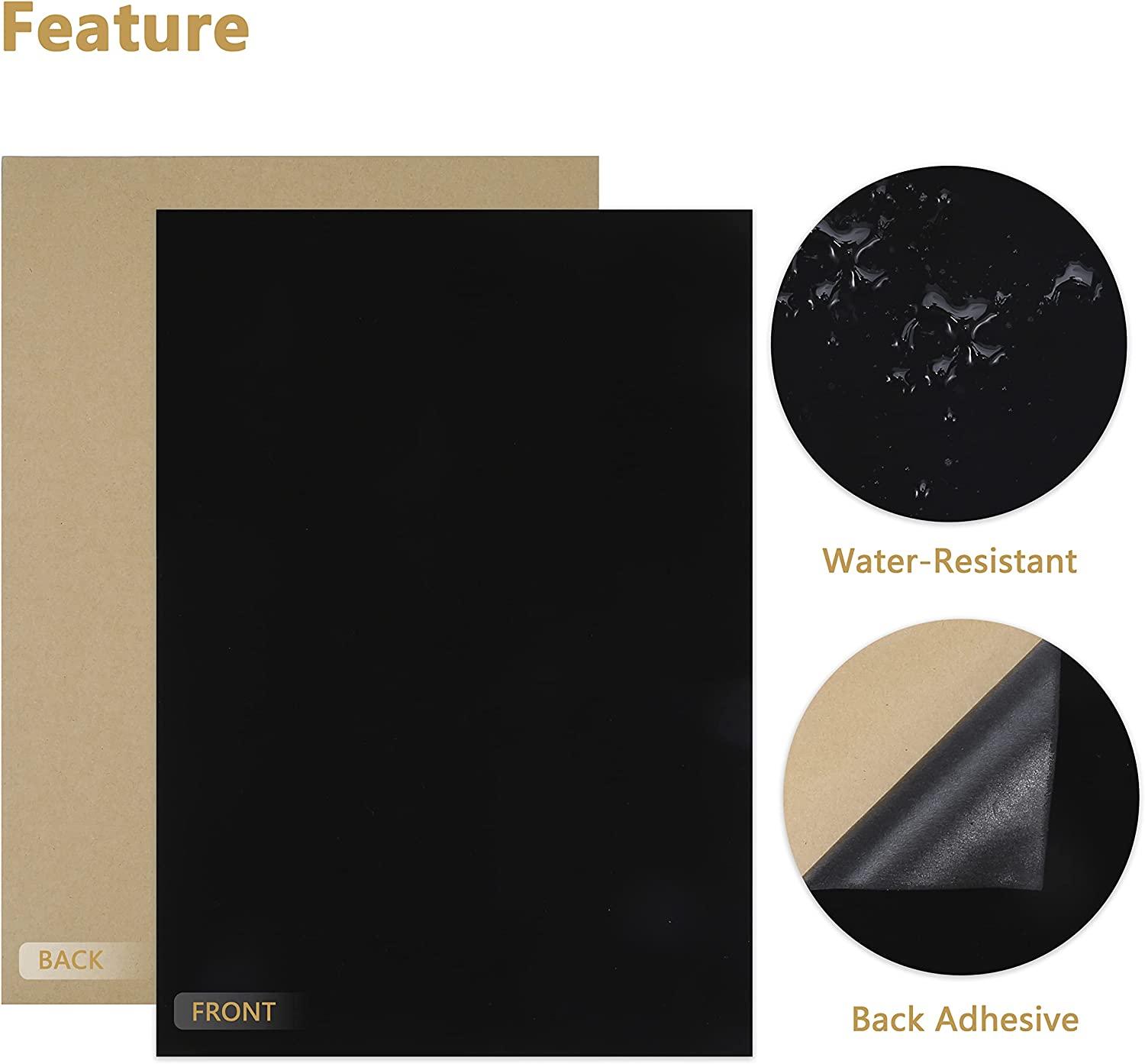 Caydo 12PCS Black Self Adhesive Felt Sheets - Soft Velvet Sticky Back ...