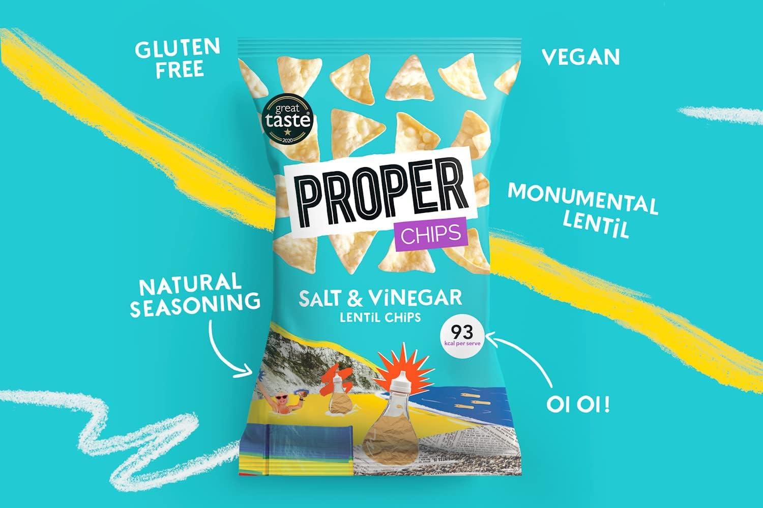PROPERCHIPS Salt & Vinegar Lentil Chips - 85g (Pack of 1) | Vegan ...