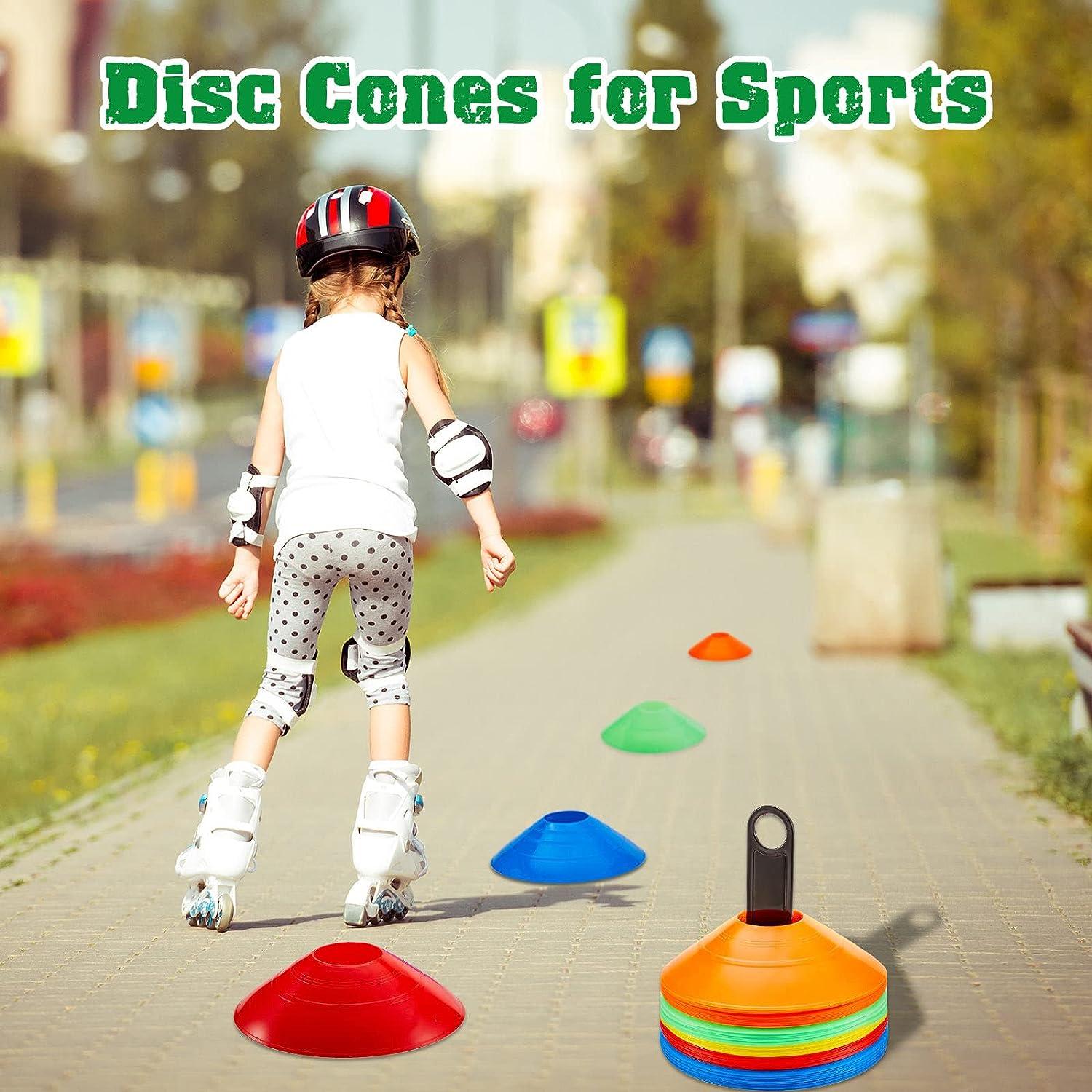 100 Soccer Agility Disc Cones Set with Holder - Multicolor Training Equipment for Kids - Ideal ...