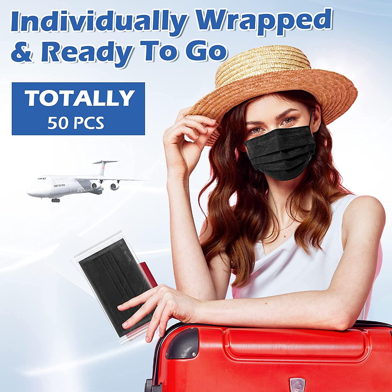 XDX Black Disposable Face Masks - 50 Pack | 4 Layer Individually ...