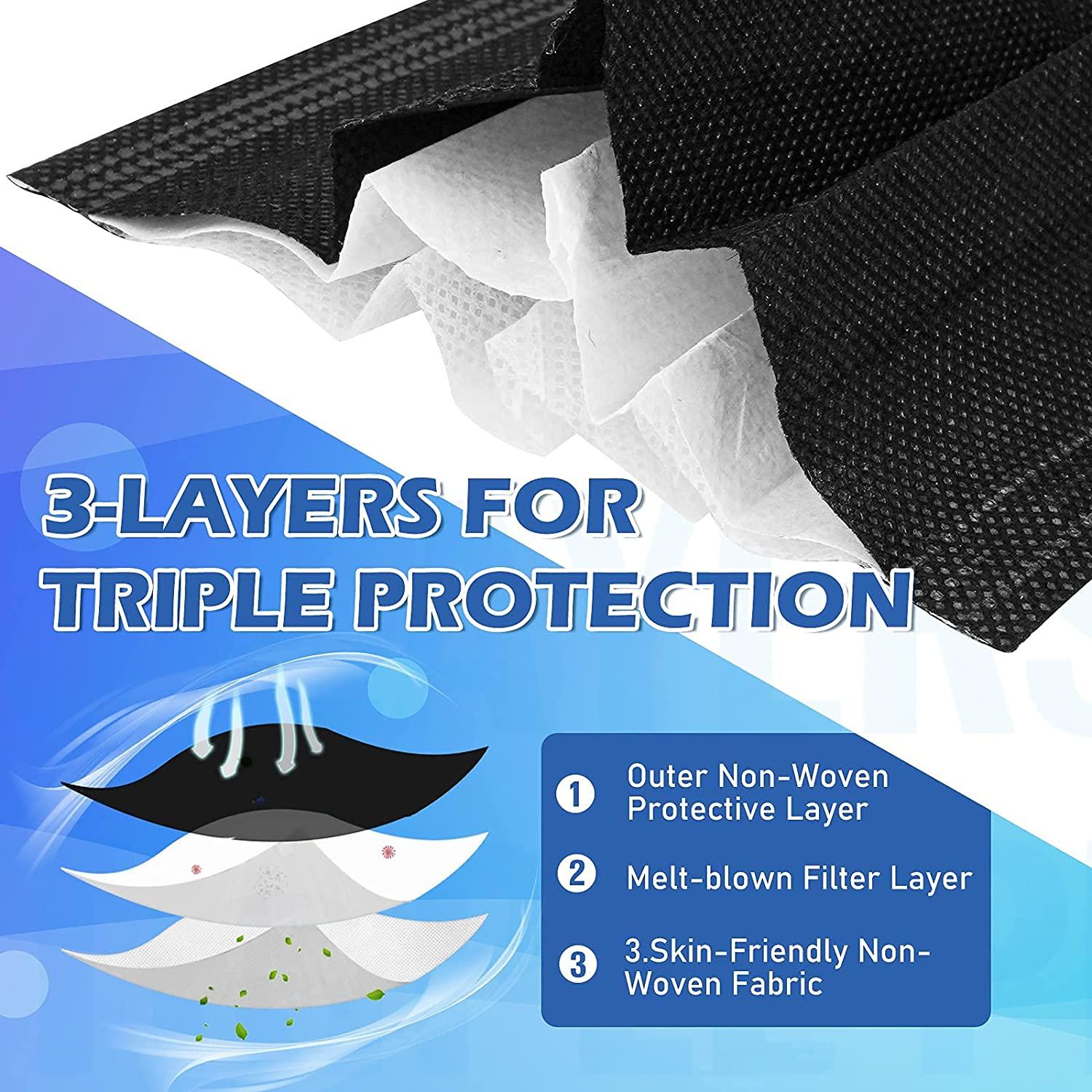 XDX Black Disposable Face Masks - 50 Pack | 4 Layer Individually ...