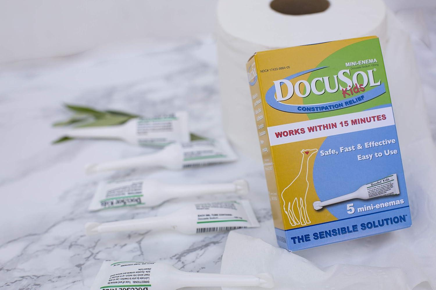 Docusol Kid's Mini Enema 100mg for Constipation Relief - 5 Count Pack ...