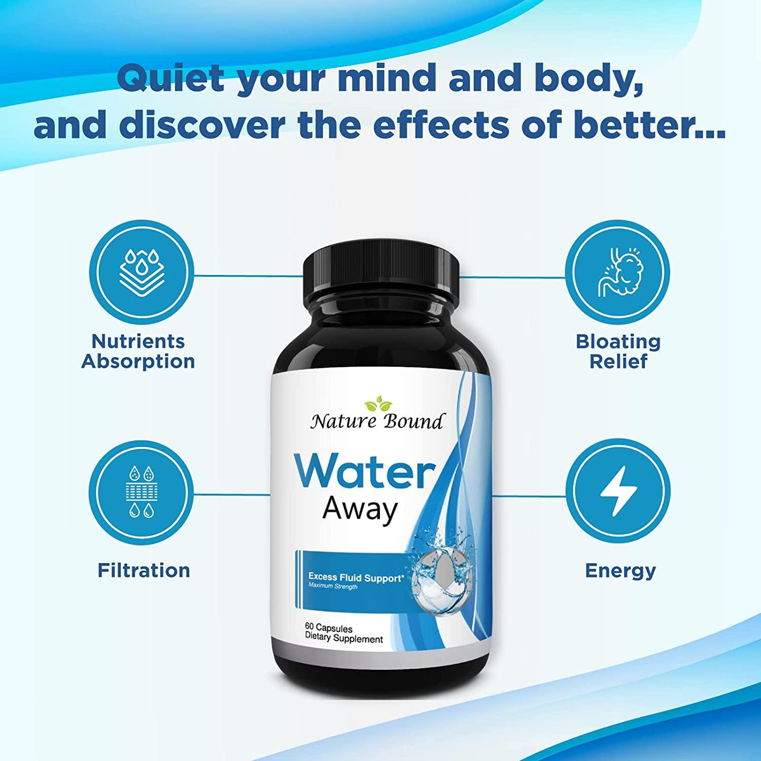 Water Away Supplement - Natural Diuretic Pills for Bloating Relief ...