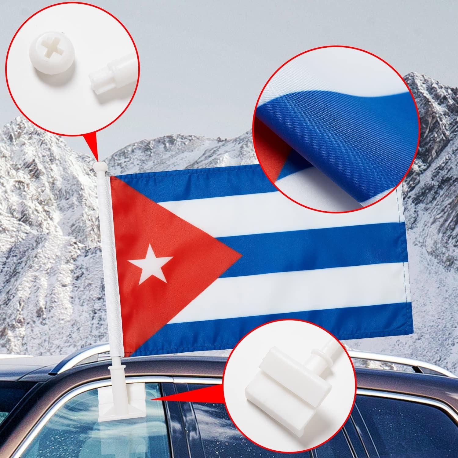 Cuban Flag Car Flags - 2 Pack 14 Pole, 16x10 Double Sided Flag - Window ...