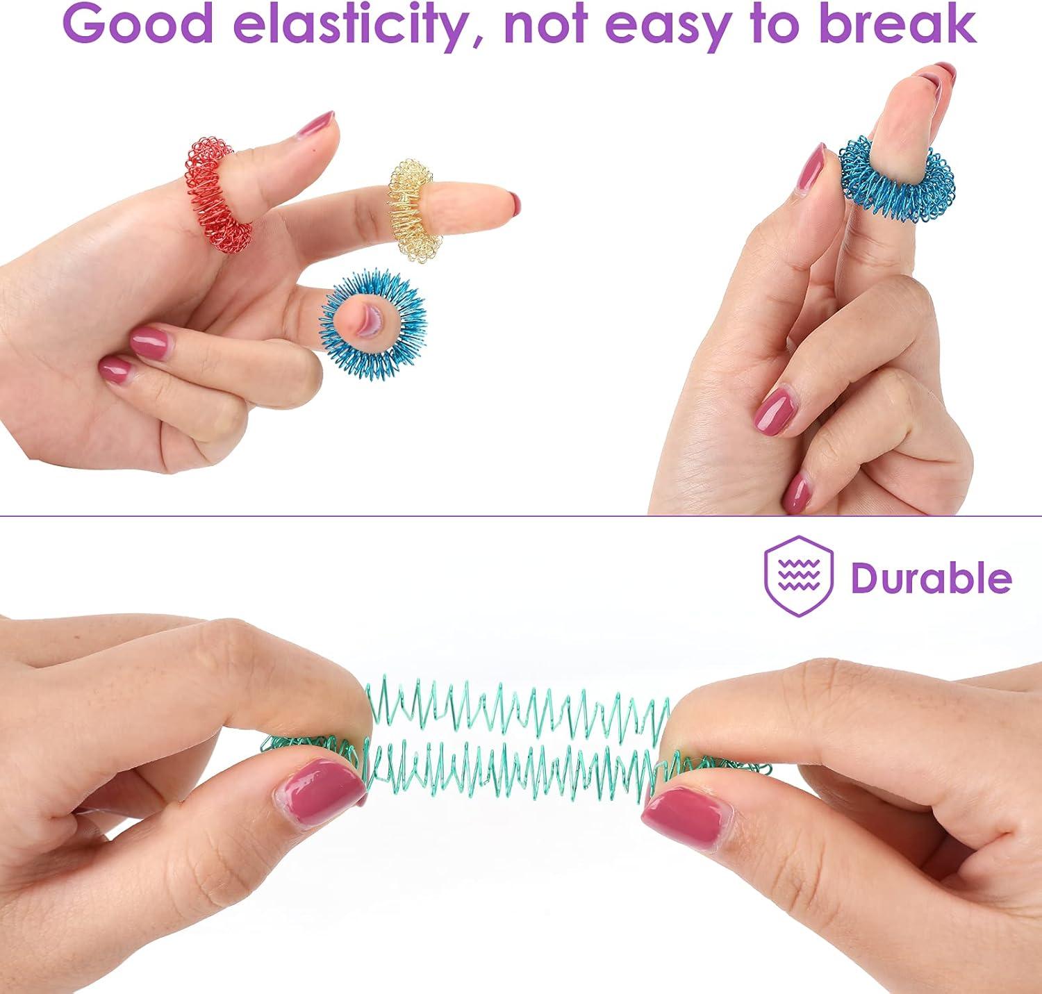 Massage Rings Set - 6 Colorful Spiky Sensory Finger Rings for Stress ...
