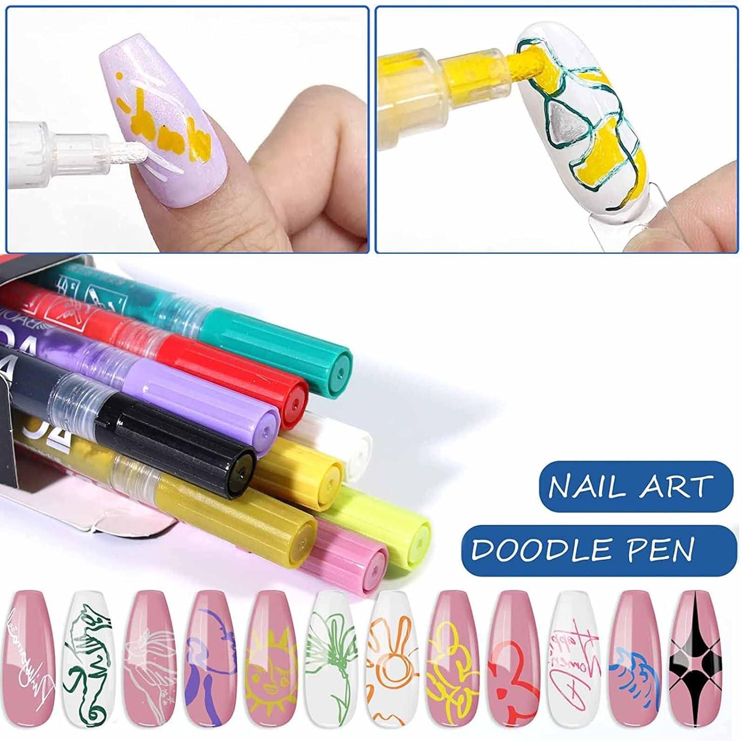 U-Shinein 12 Colors Nail Art Pens - Waterproof Nail Art DIY Painting ...