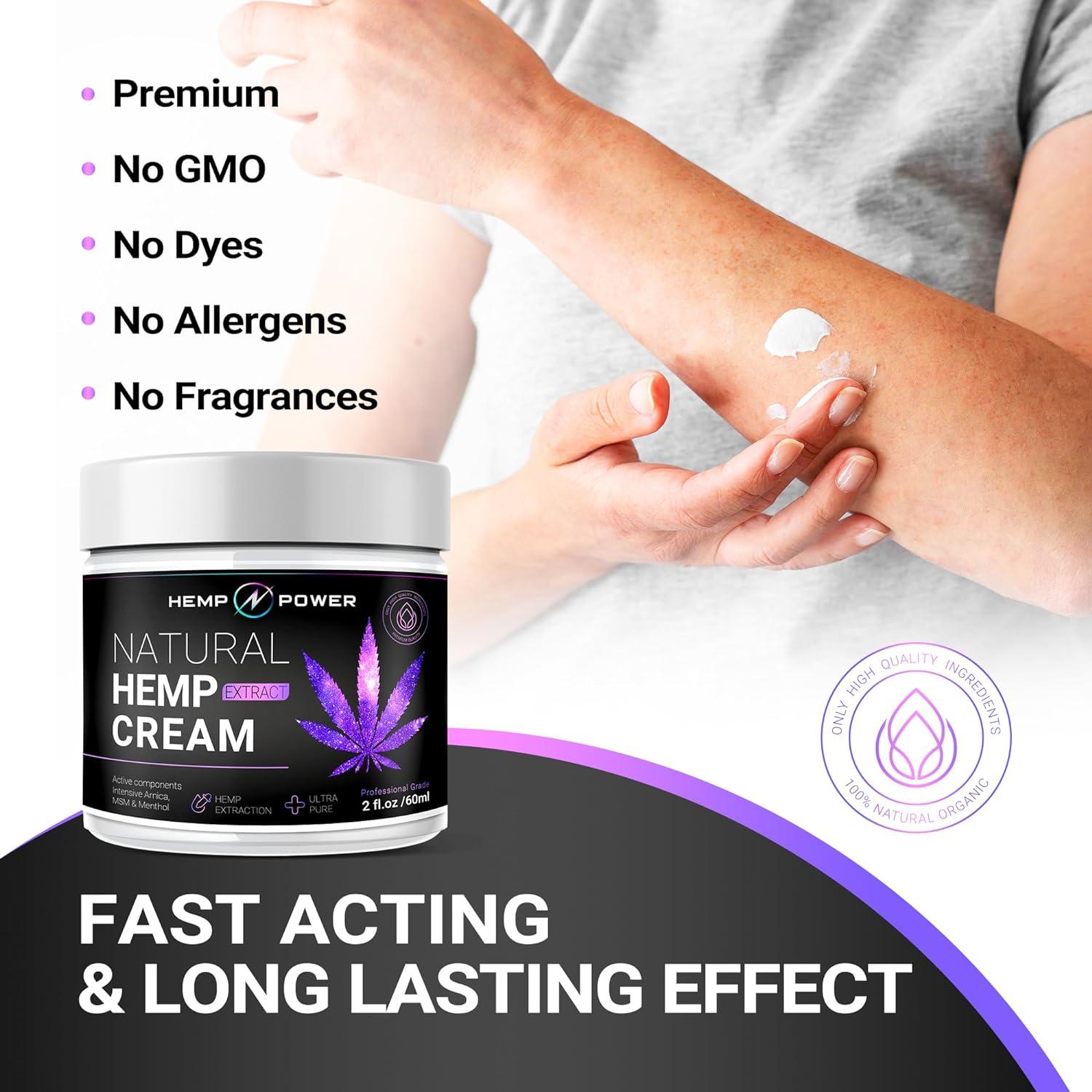 HEMP POWER Joint & Muscle Relief Cream | Hemp Menthol MSM Arnica for ...