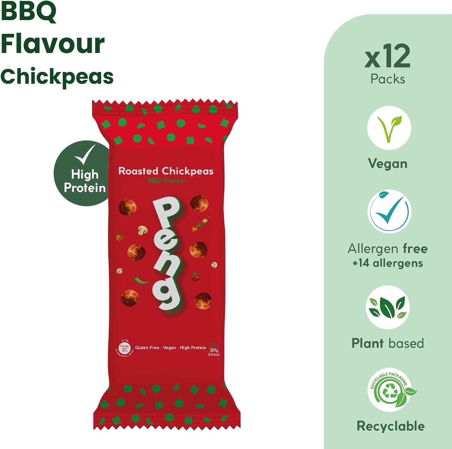 Peng Roasted Chickpeas Snack (12 x 30g) - BBQ Flavor | High Protein ...