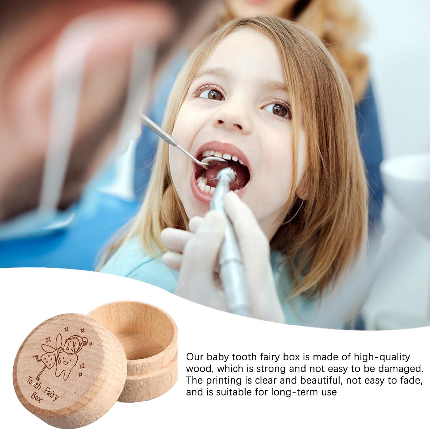Siqian Wooden Tooth Fairy Keepsake Box - Baby Teeth Save Pouch for ...