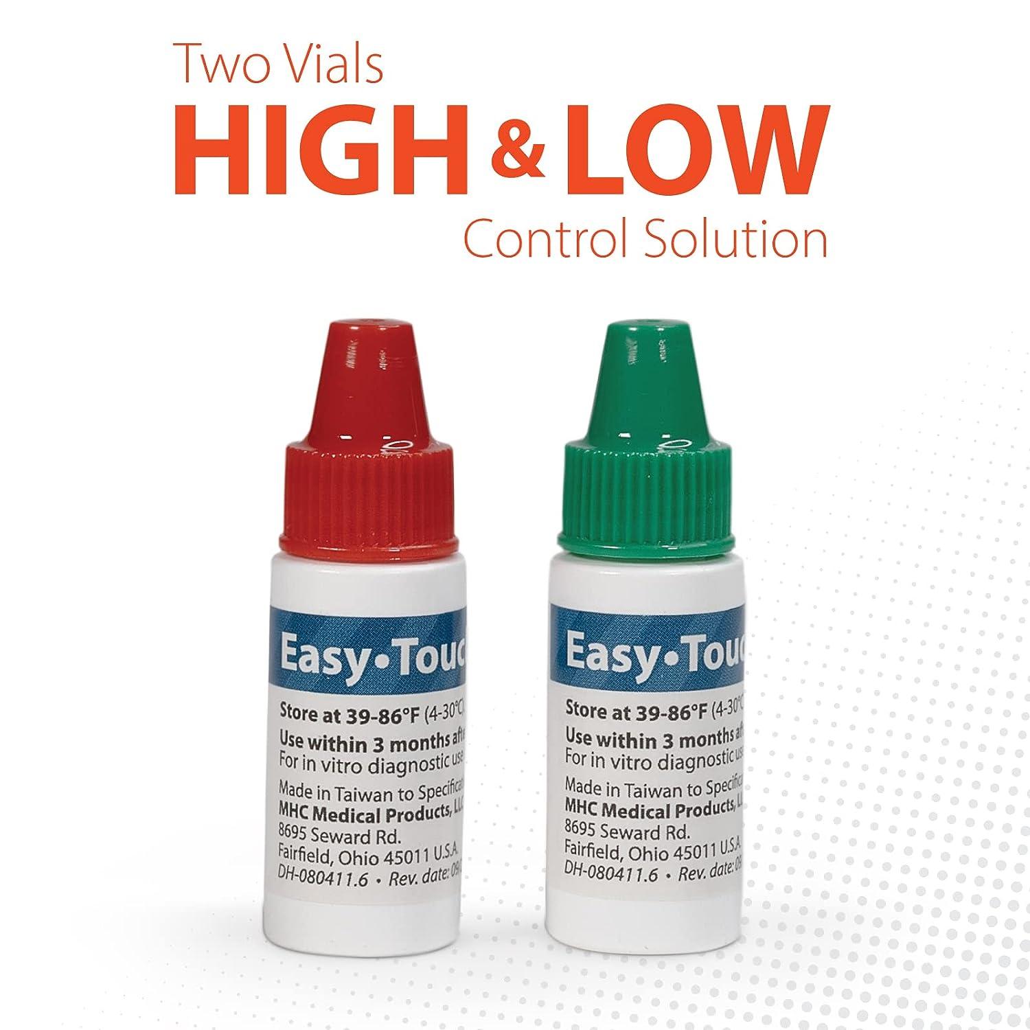 EasyTouch Control Solution Glucose Monitor Kit - Hi & Low - 2 Vials 4ml ...