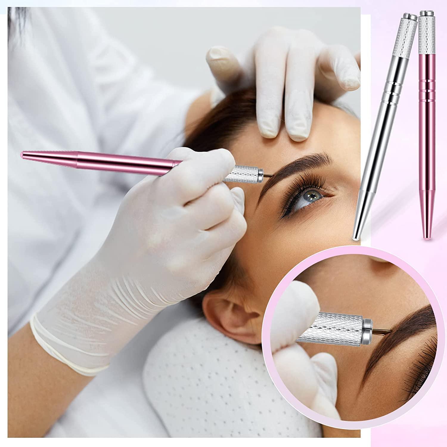 10-Piece Manual Microblading Pens Set for Eyebrows in Silver & Pink ...