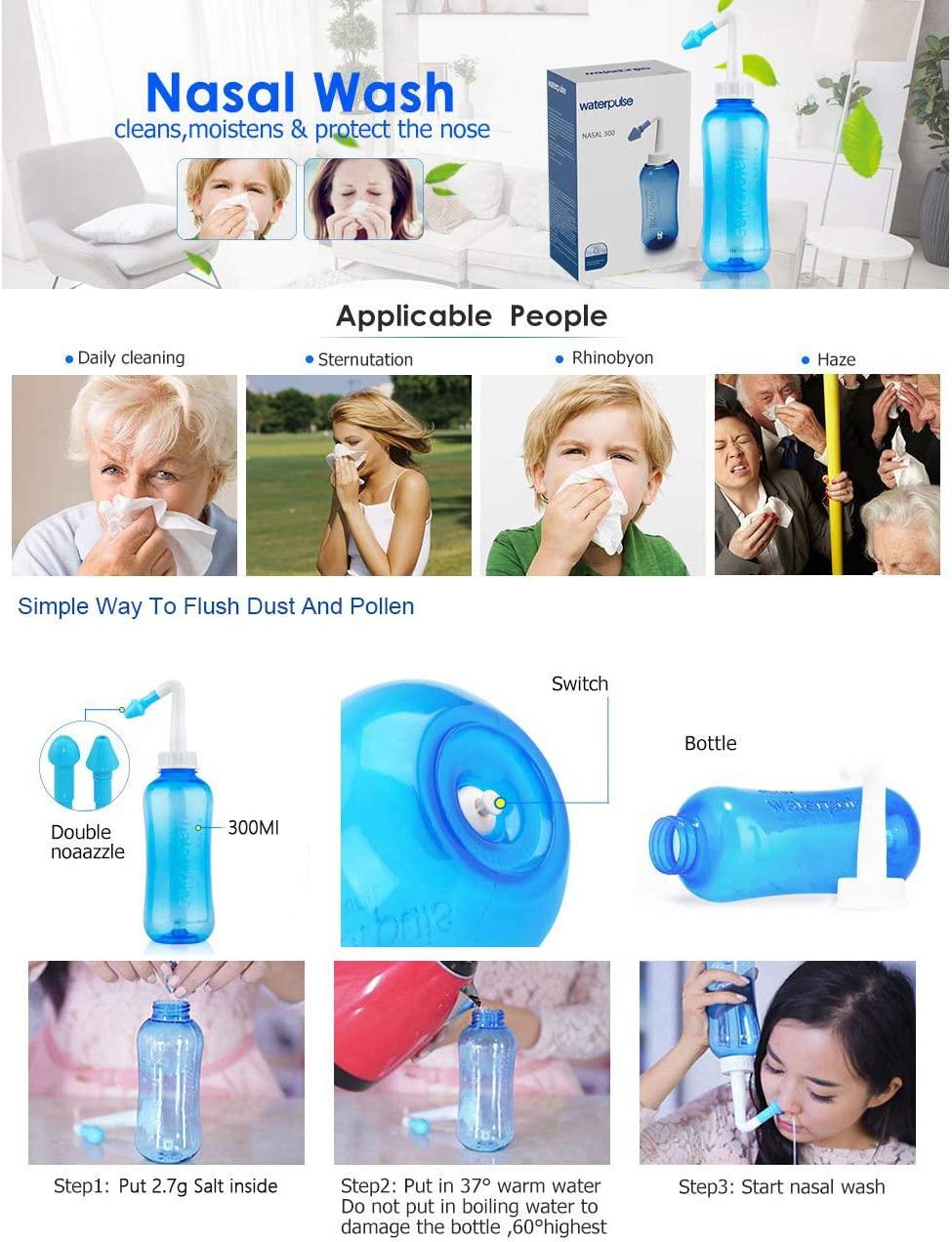 Neti Pot Kit for Adult & Kid - Nasal Irrigation Wash Bottle with Sinus ...