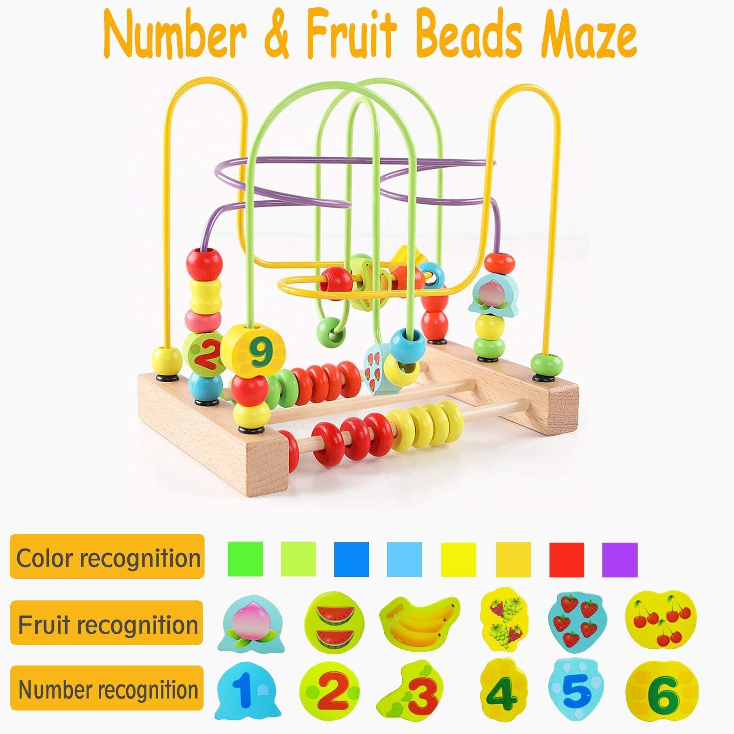 Jacootoys Wooden Motor Skills Loop Roller Coaster - Educational Bead ...