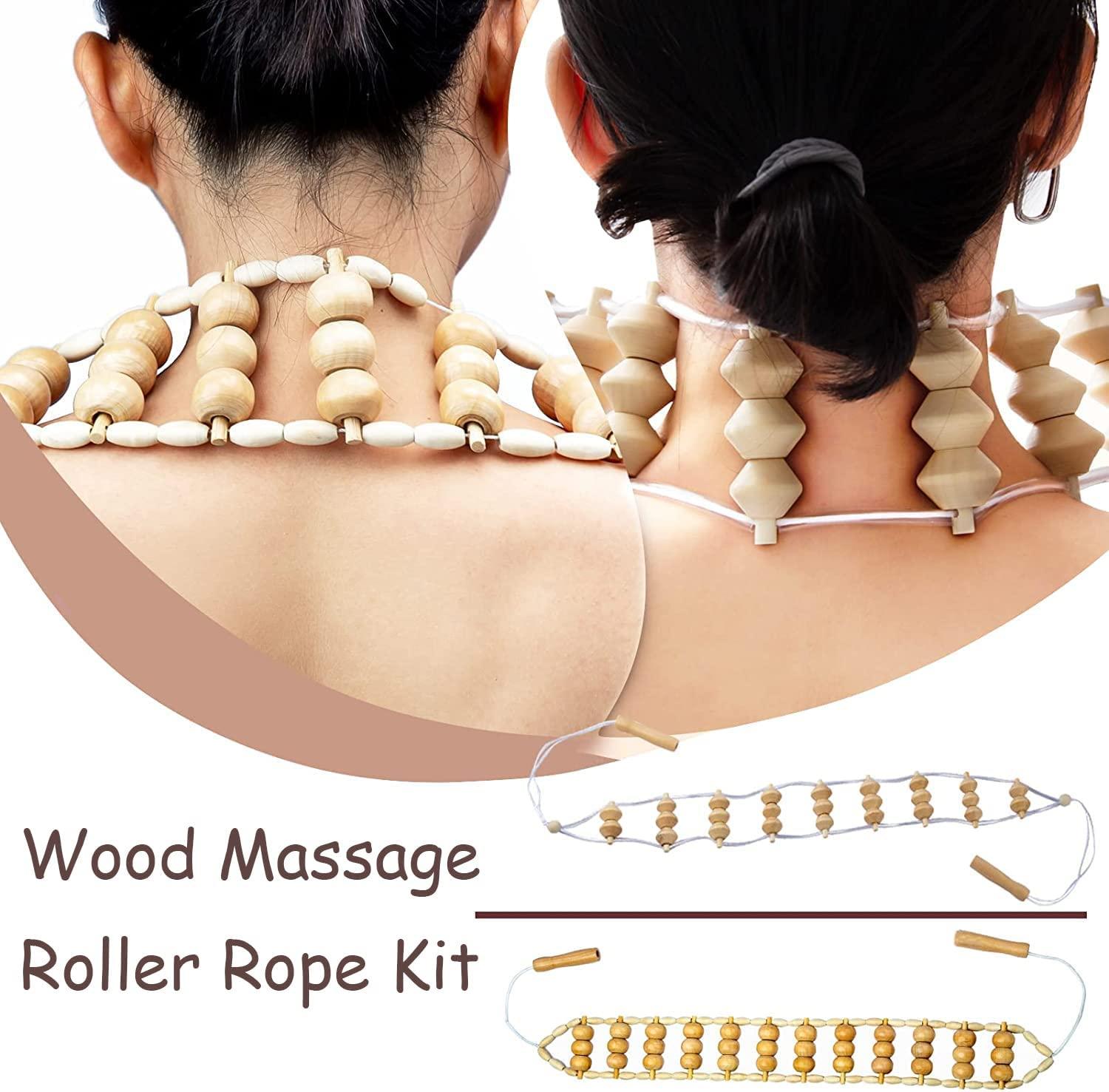 Wooden Back Massage Roller Rope Tool for Lymphatic Drainage and Muscle ...