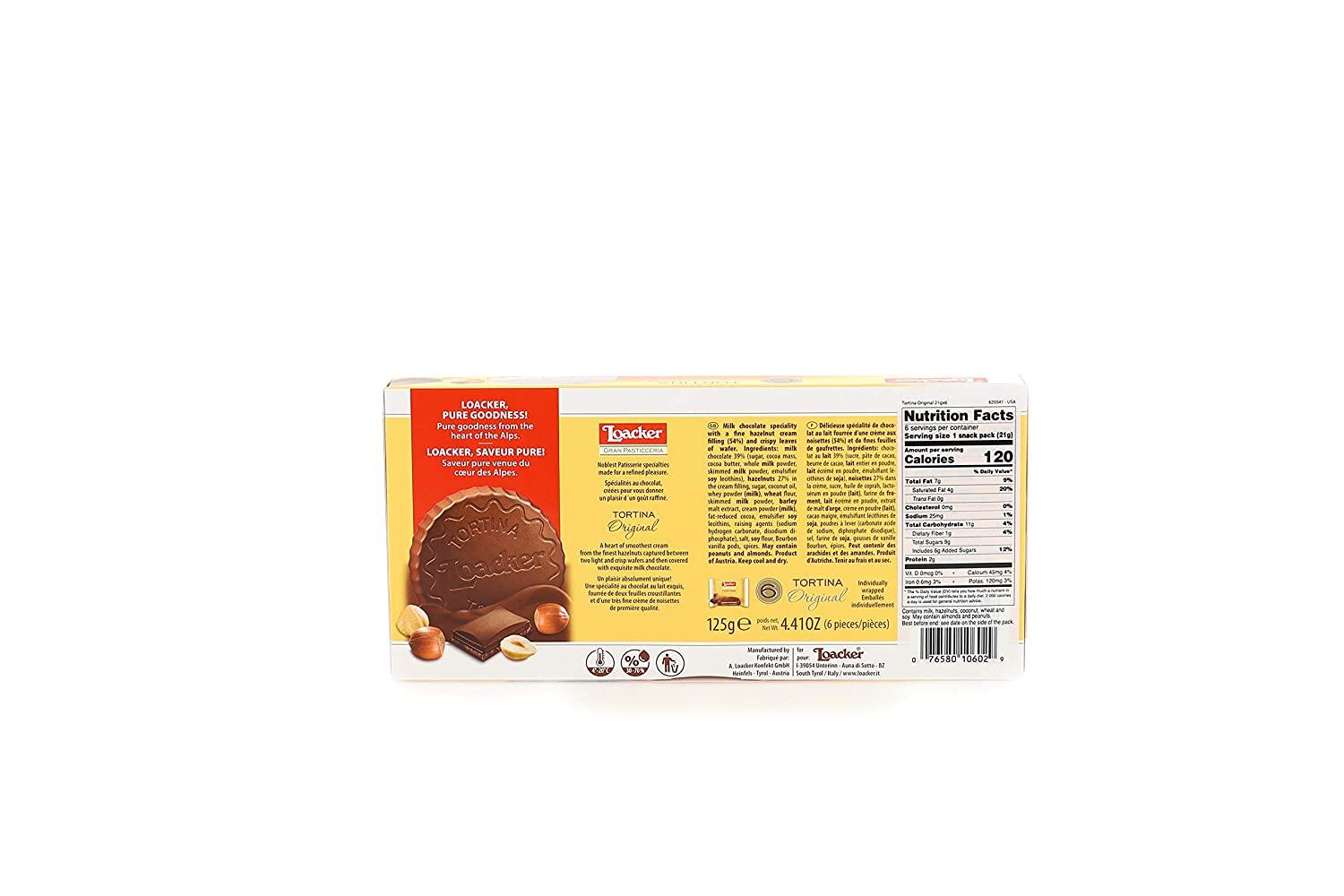 Loacker Tortina Premium Chocolate Coated Wafer 125g/4.41 oz - Single ...