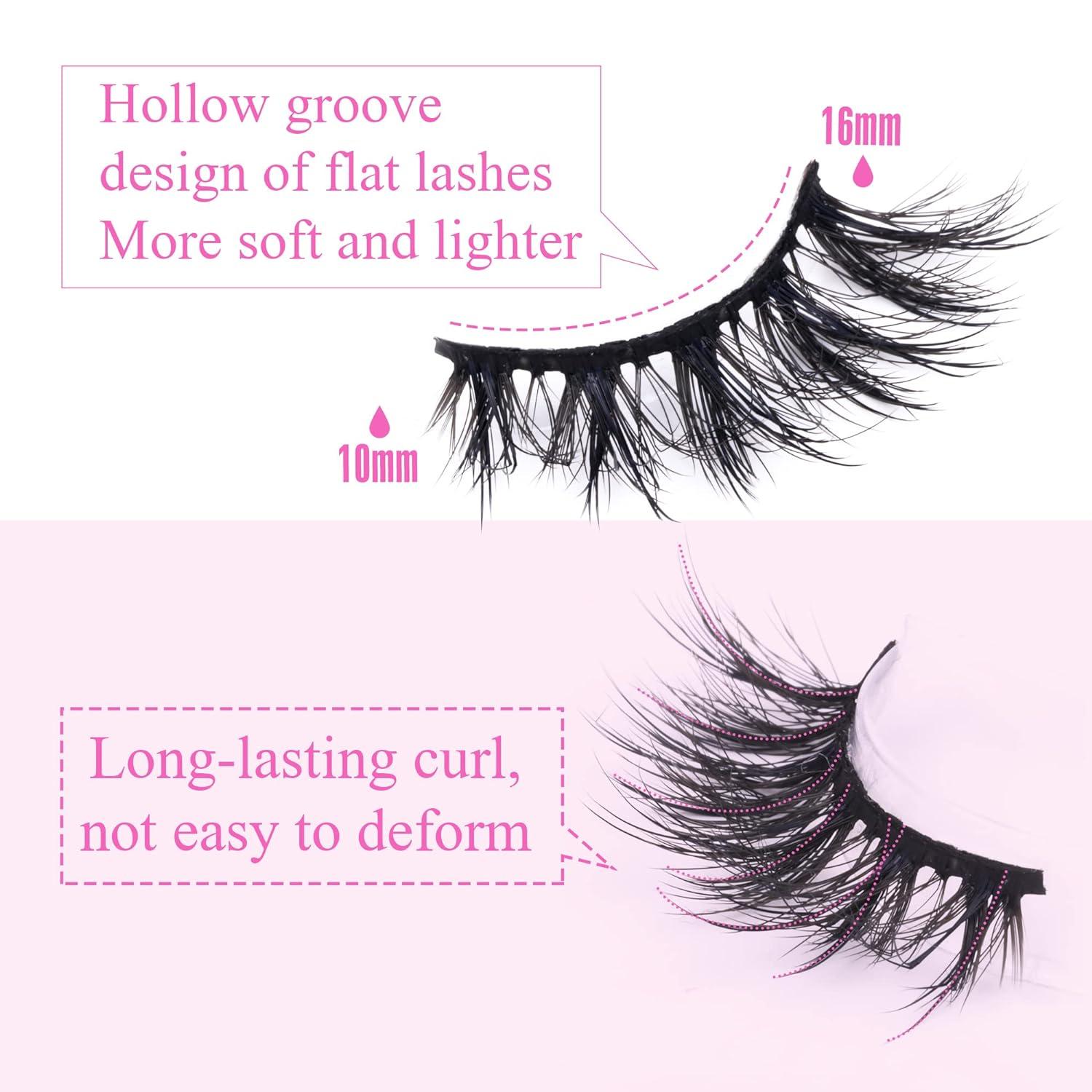 GVEFETIEE 5D Mink Half False Eyelashes - Natural Wispy Cat Eye ...
