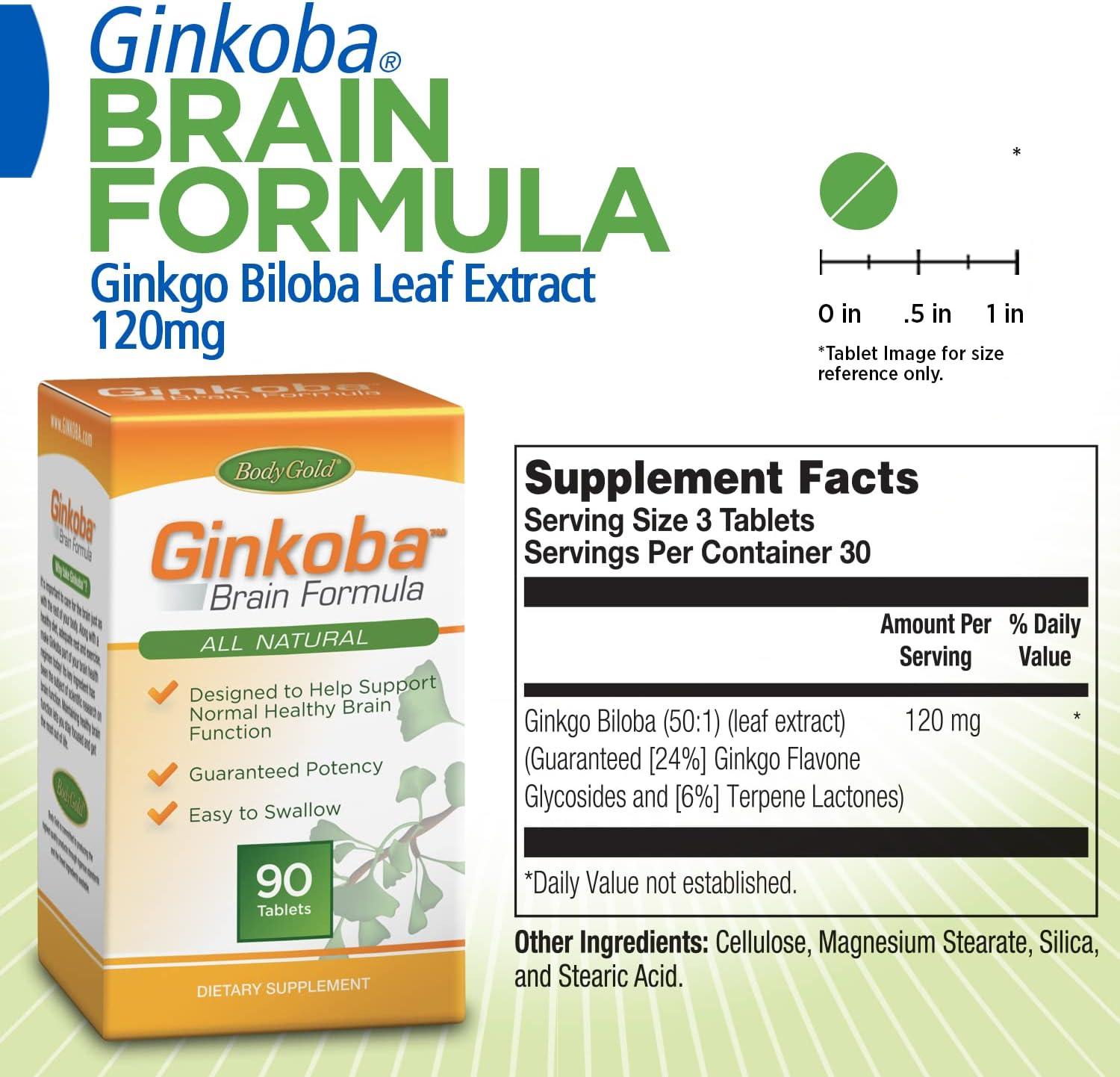 Body Gold Ginkoba Ginkgo Biloba Leaf Extract 120mg - 90 Tablets ...