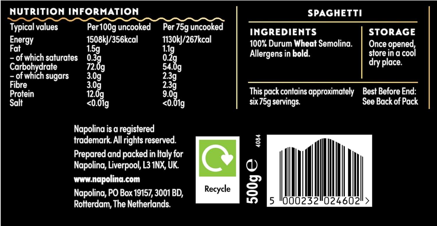 Napolina Spaghetti 500g - Authentic Italian Pasta - Pack of 1 | Buy Now ...