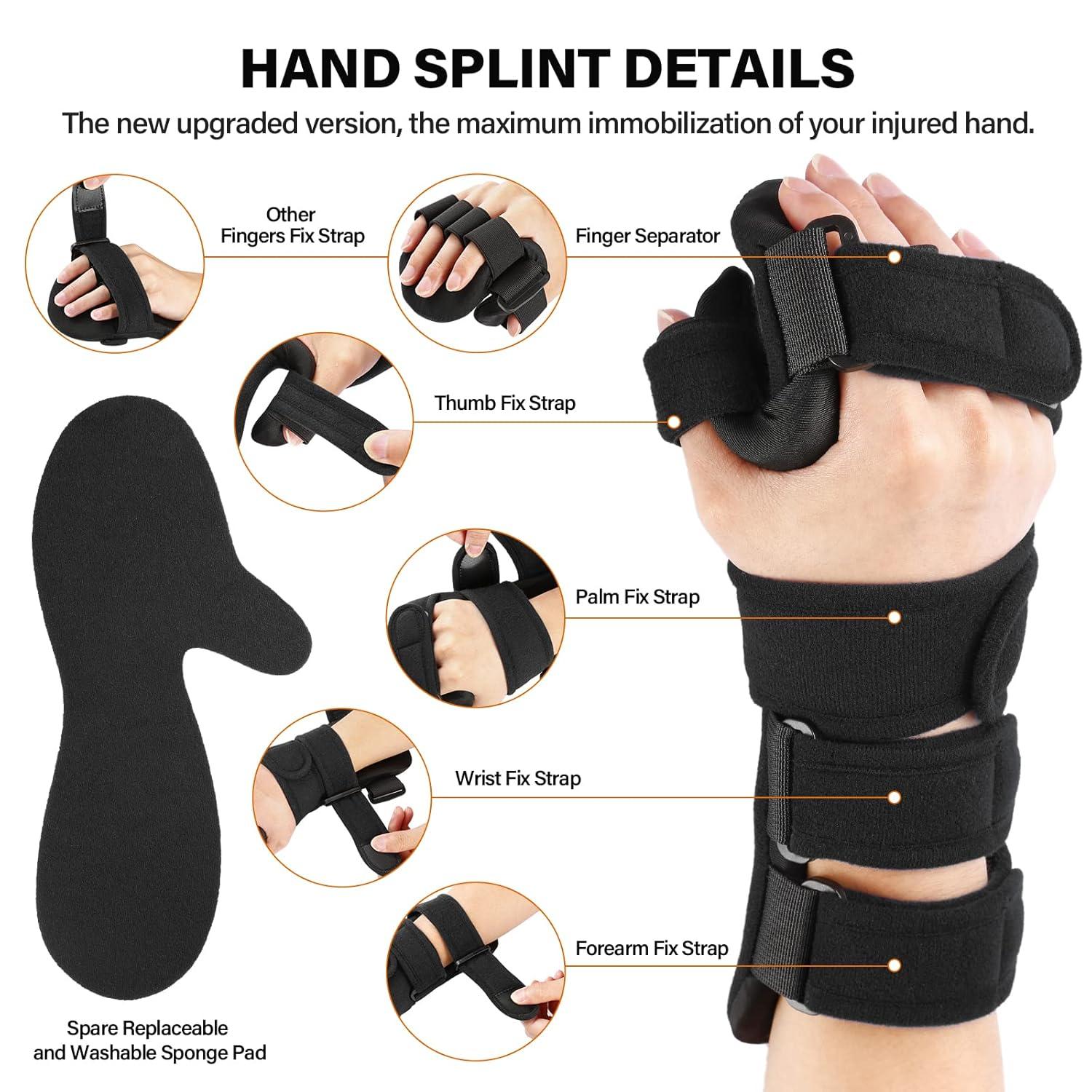 Premium Stroke Resting Hand Splint - Right & Left with Finger Separator ...