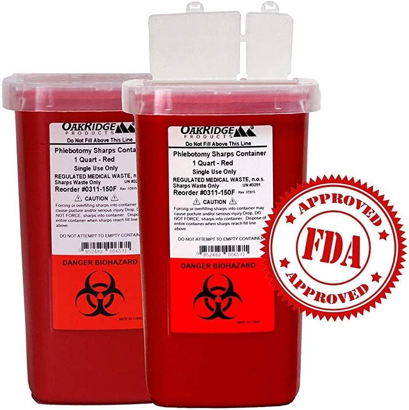 Oakridge Products 1 Quart Sharps & Needle Container with Integrated ...