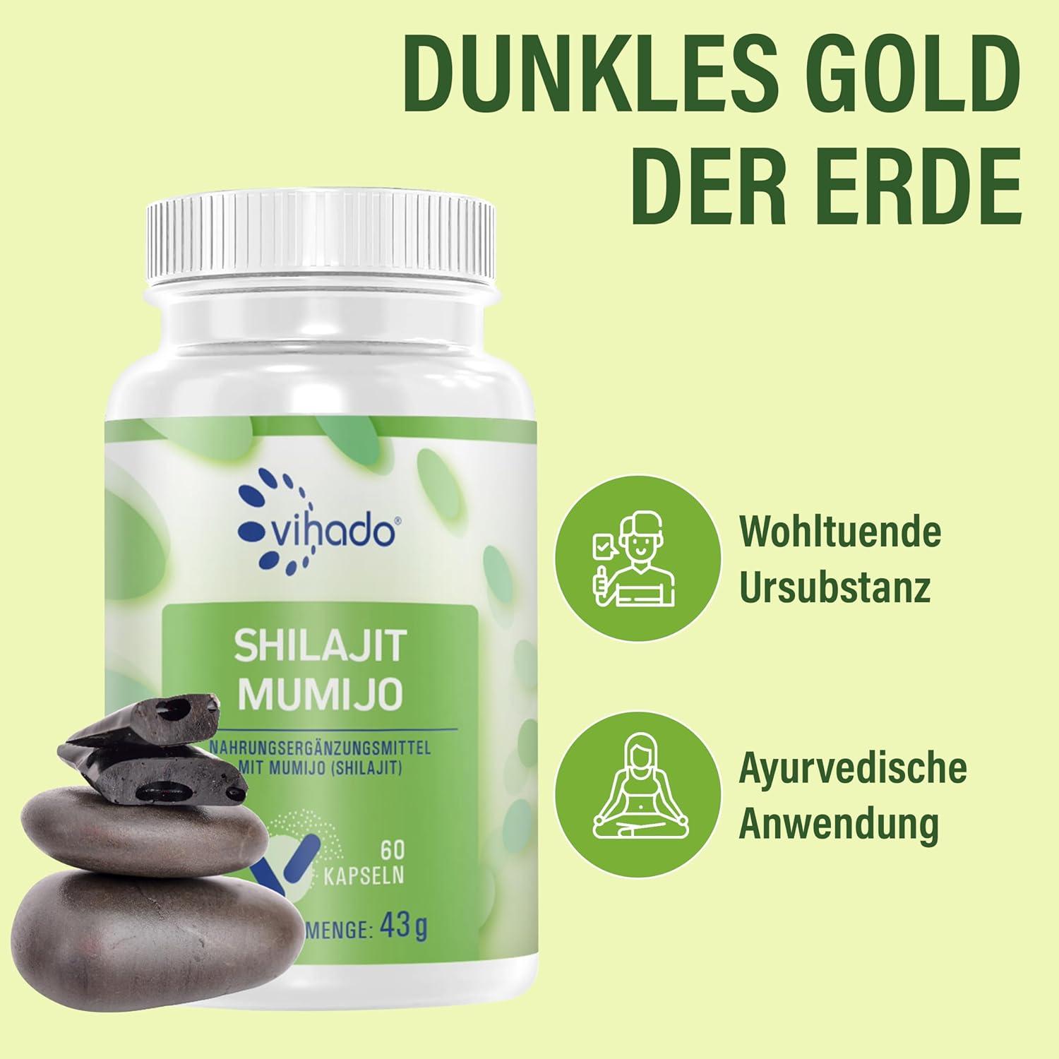 Vihado Original Shilajit 1000mg - Lab Tested Mumijo Capsules | High ...