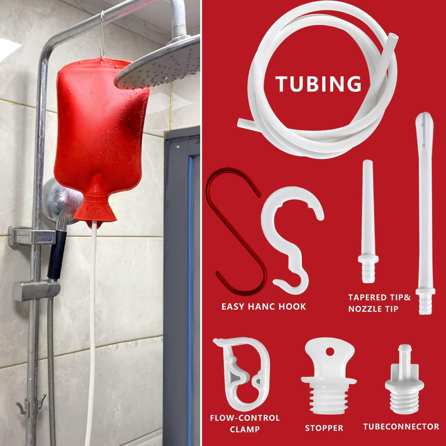 2L Home Enema Kit with 2 Tips, 60 Silicone Hose, Flow Valve & Hot-Water ...