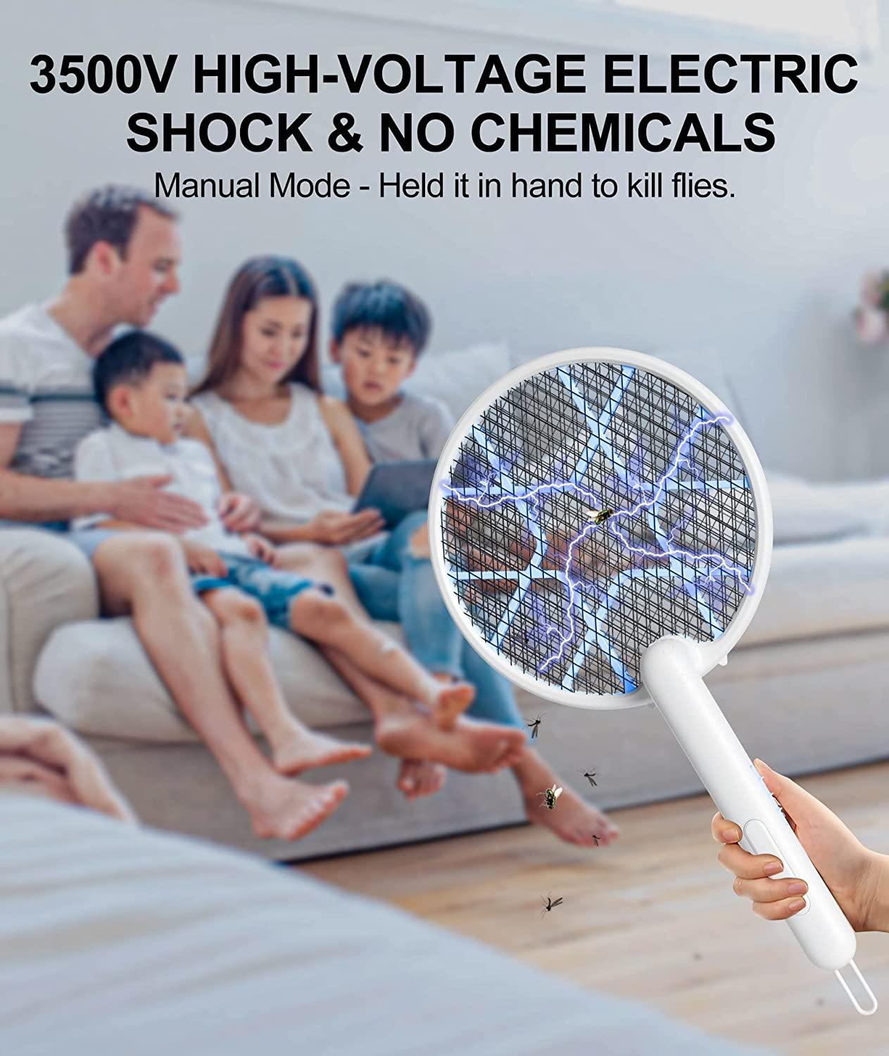 Portable 2-in-1 Electric Fly Swatter and Mosquito Zapper with Powerful ...