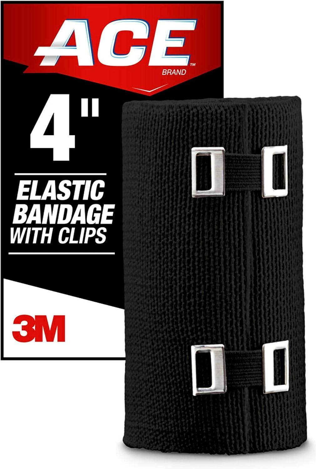 ACE 4 Elastic Bandage with Clips - Black | Ideal for Leg, Shoulder ...