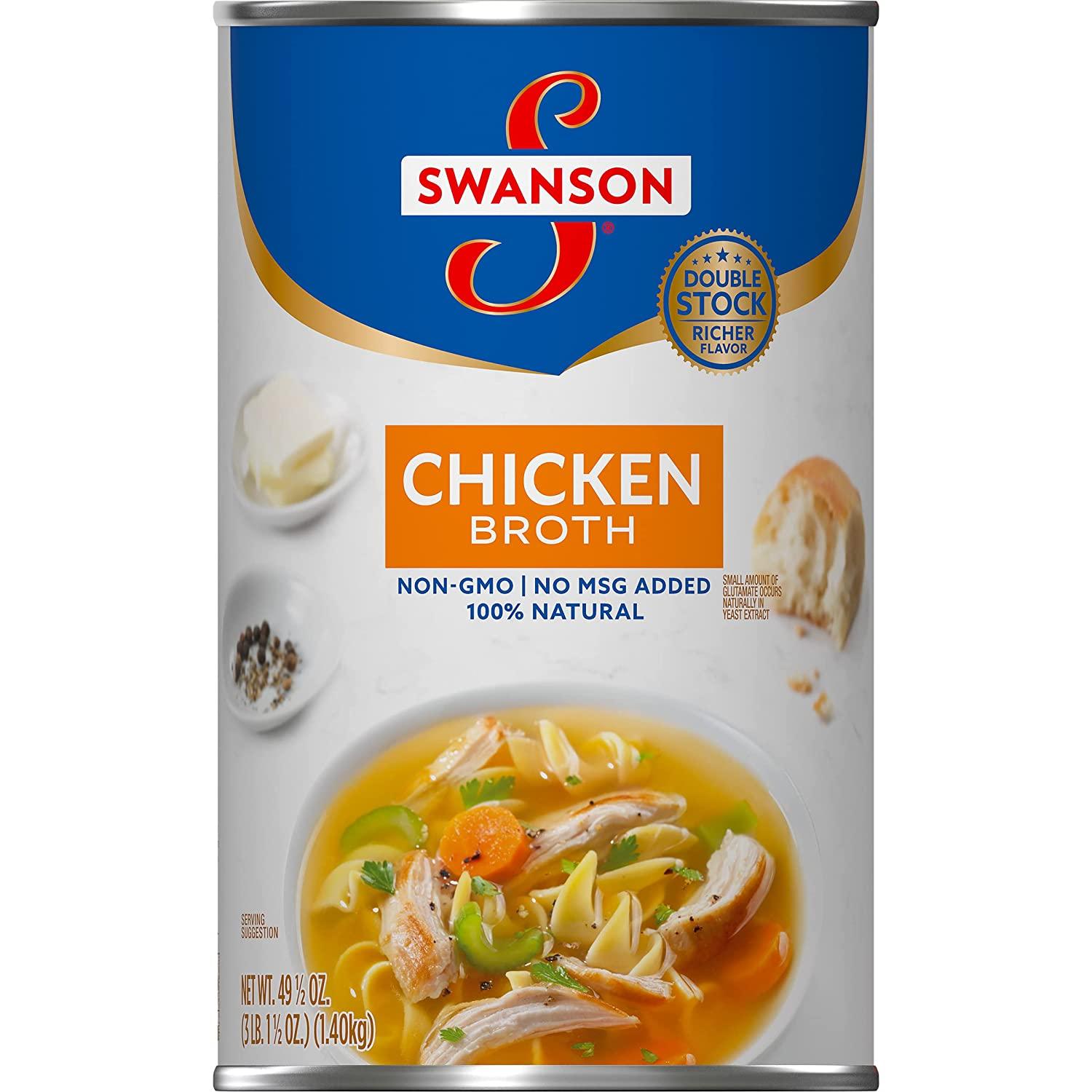 Swanson Chicken Broth 49.5 oz. Can - Premium Quality Broth for Cooking ...
