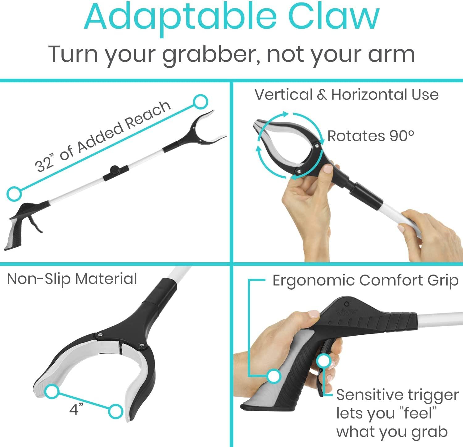 Vive Folding Reacher Grabber 32 Inch - Heavy Duty Mobility Grip Hand ...